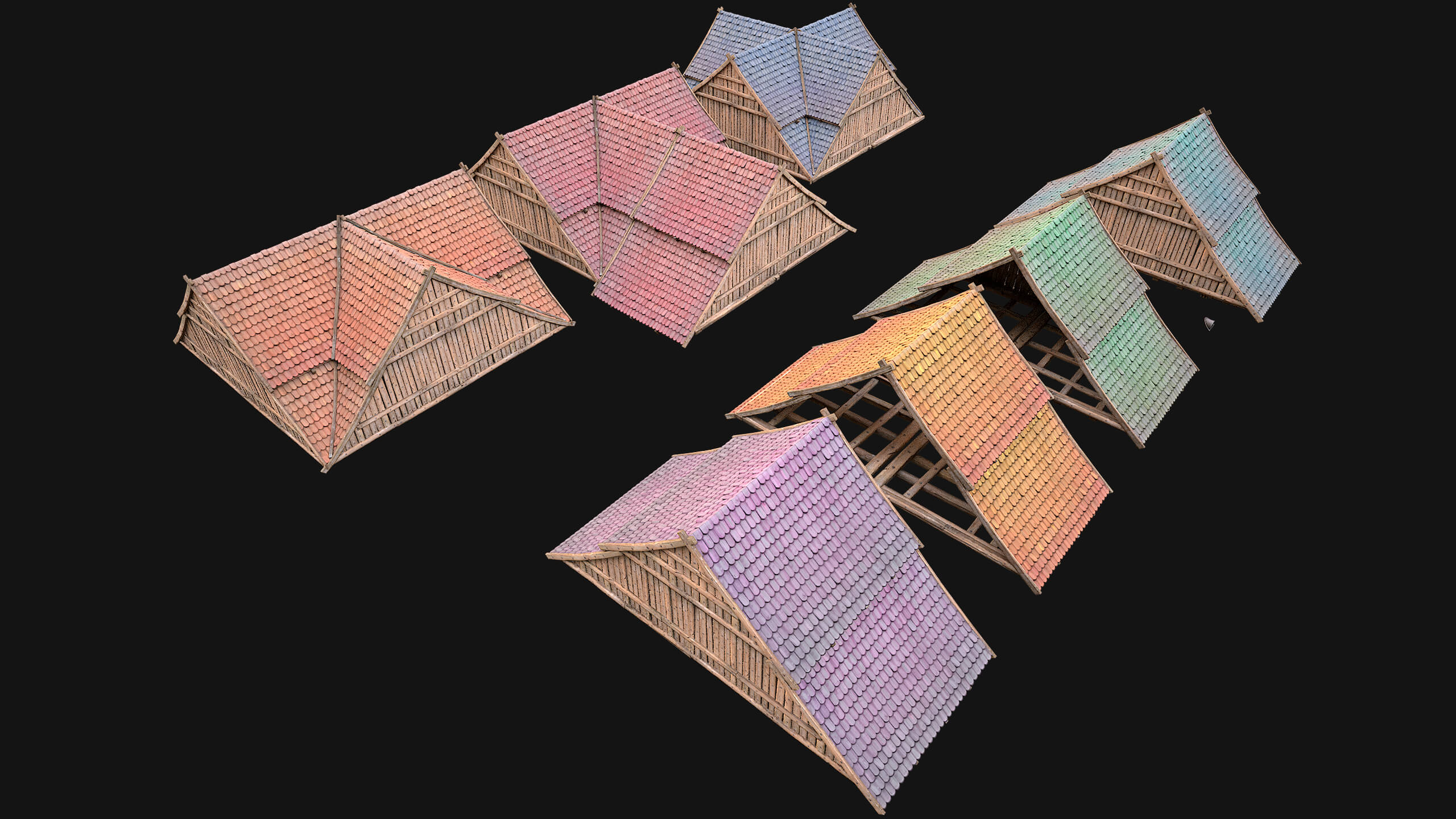 Medieval Tiled Roof for House - 3D Model by Dereza