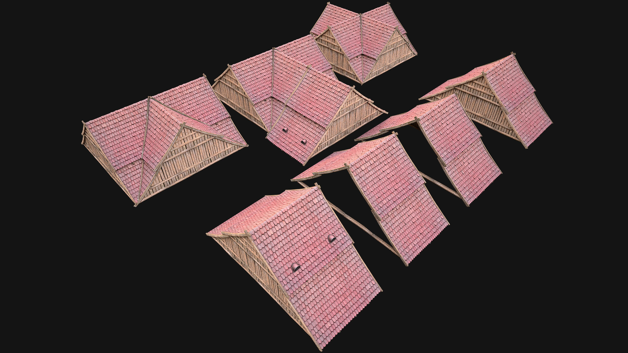 Medieval Tiled Roof for House - 3D Model by Dereza