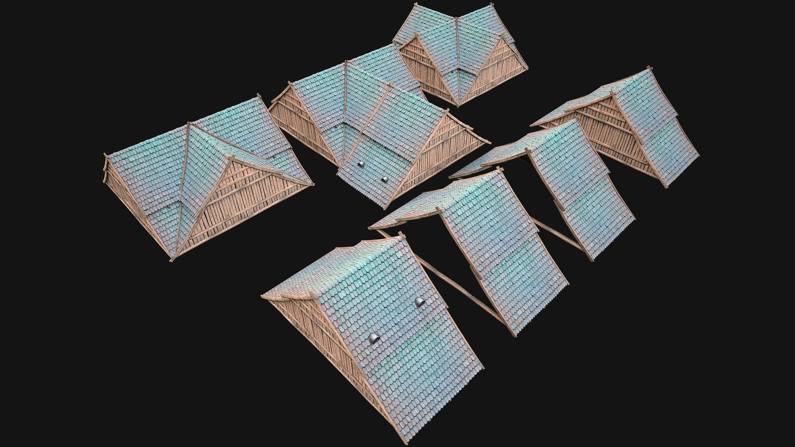 Medieval Tiled Roof for House - 3D Model by Dereza