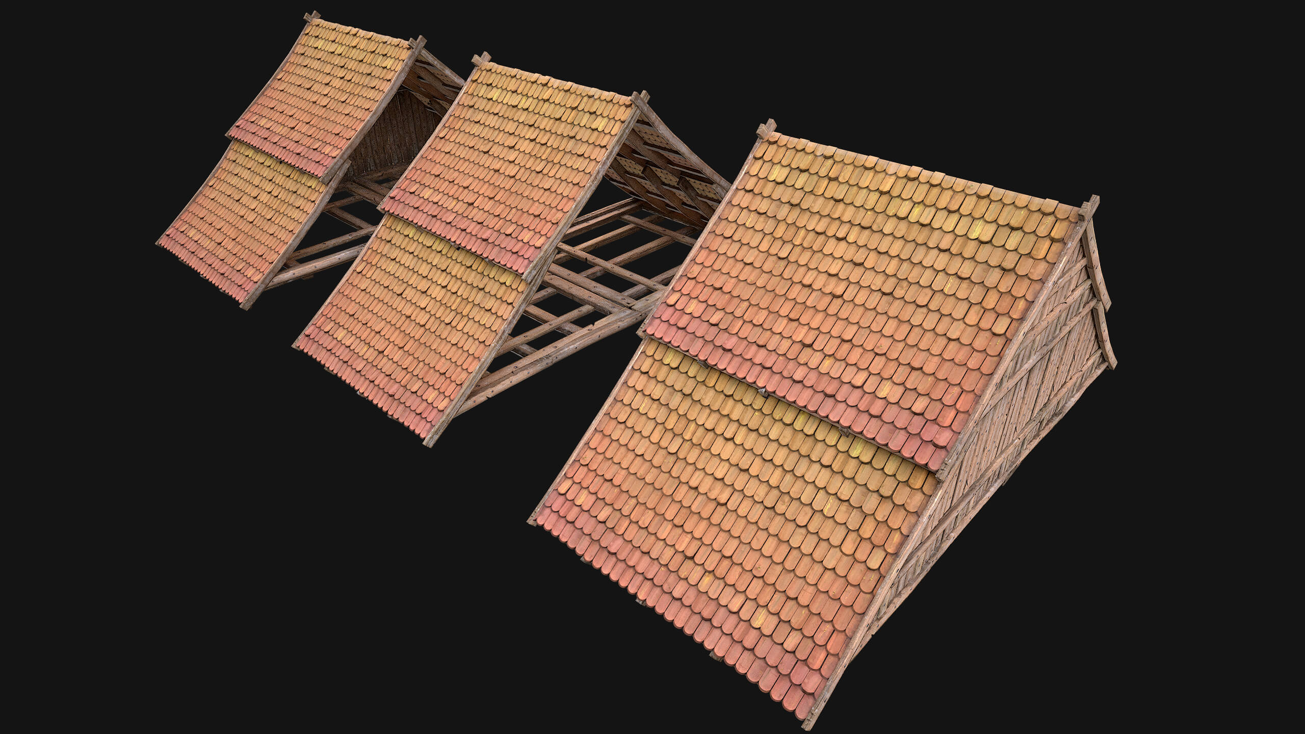 Medieval Tiled Roof for House - 3D Model by Dereza