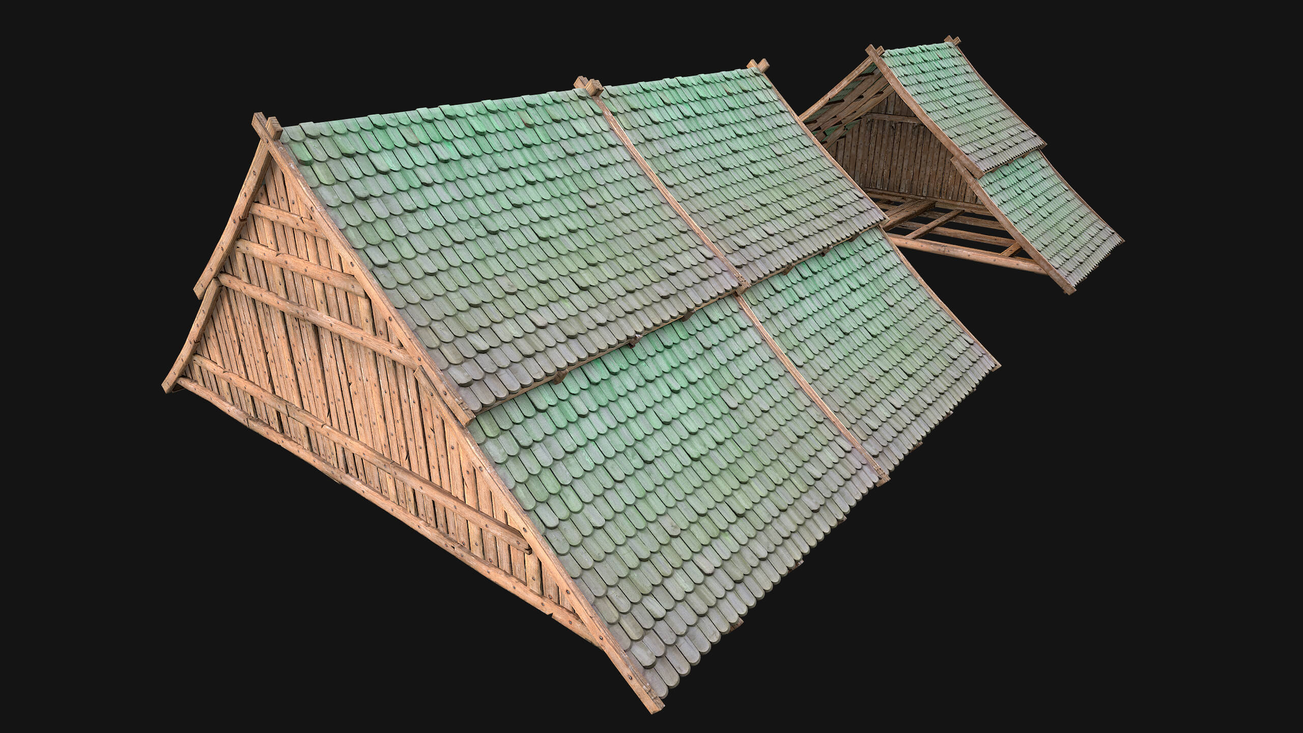 Medieval Tiled Roof for House - 3D Model by Dereza