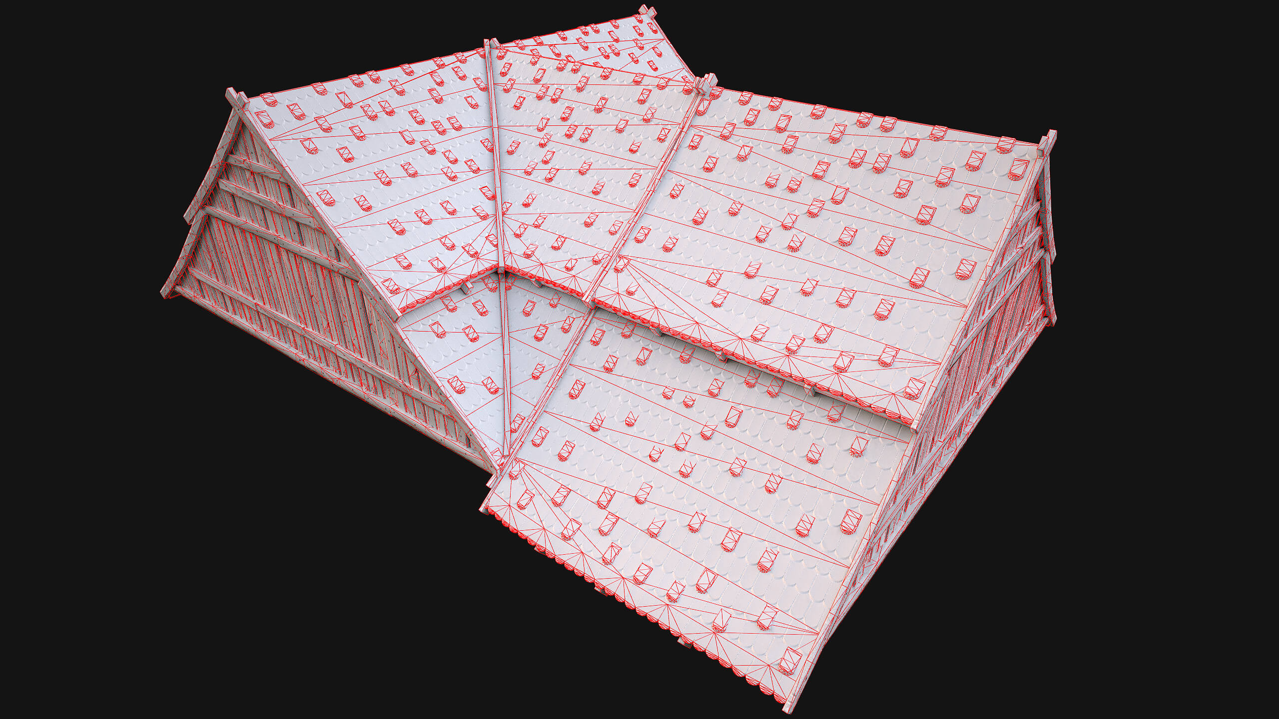 Medieval Tiled Roof for House - 3D Model by Dereza
