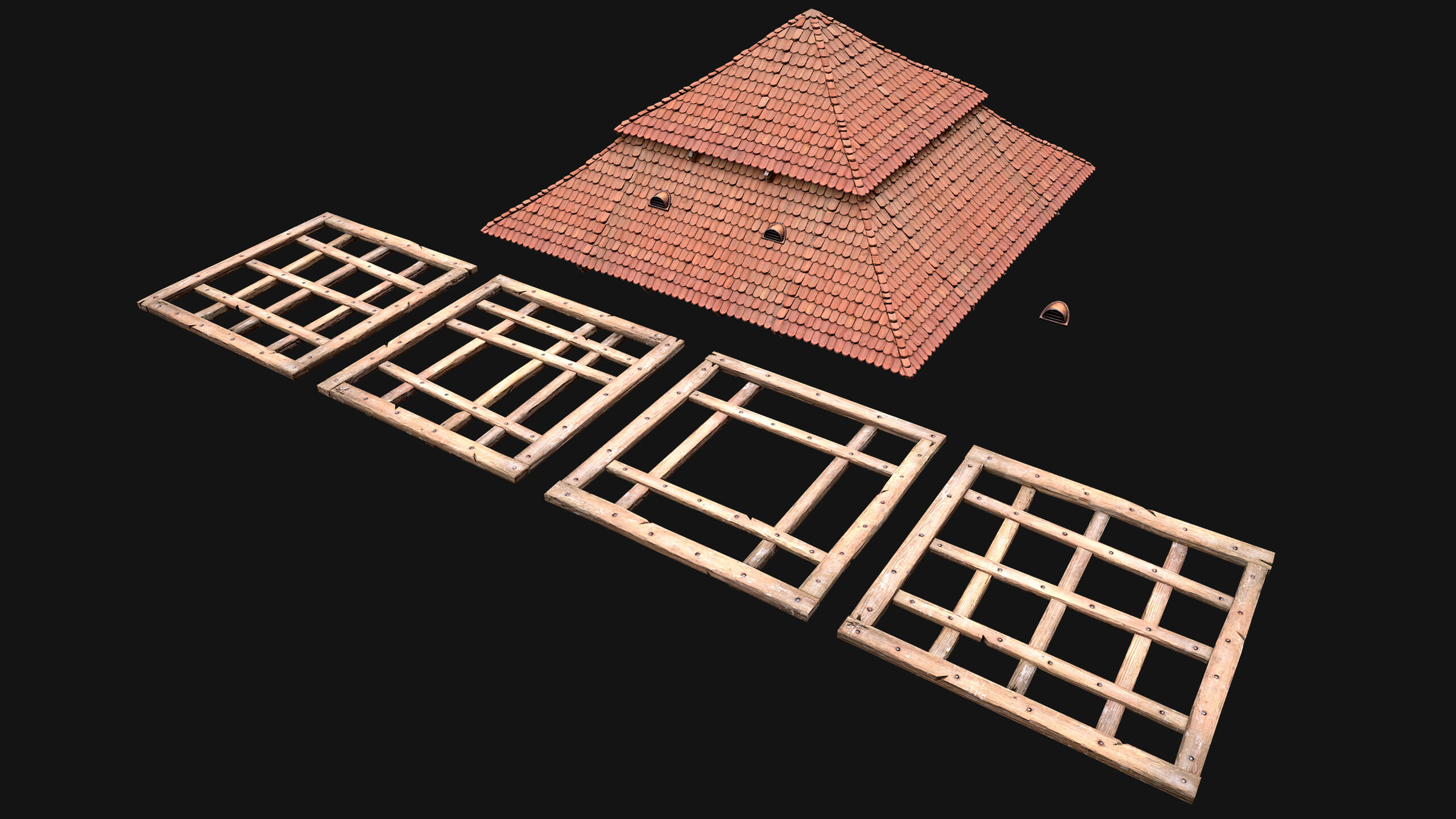 Medieval Roof Large Pyramid - 3D Model by Dereza