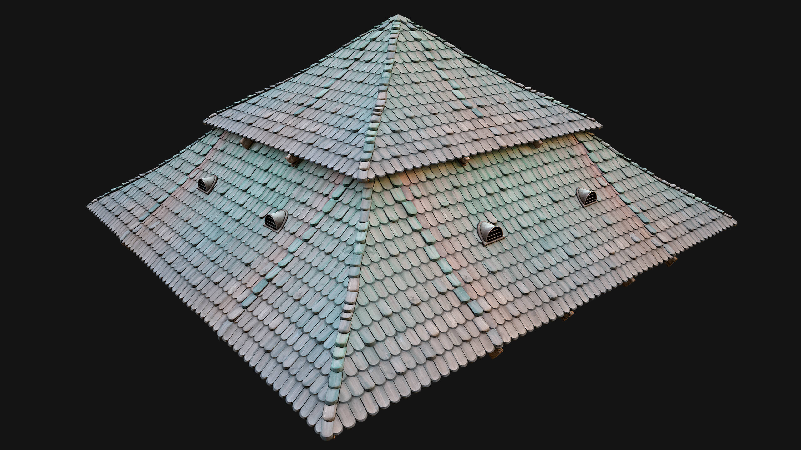 Medieval Roof Large Pyramid - 3D Model by Dereza