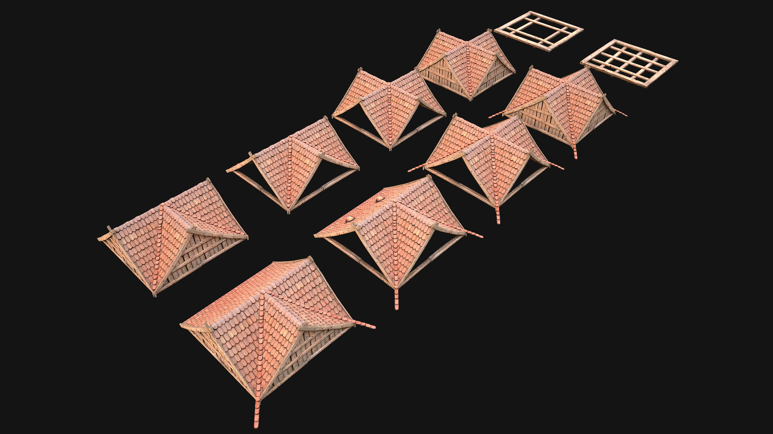 Medieval Corner Roof - 3D Model by Dereza