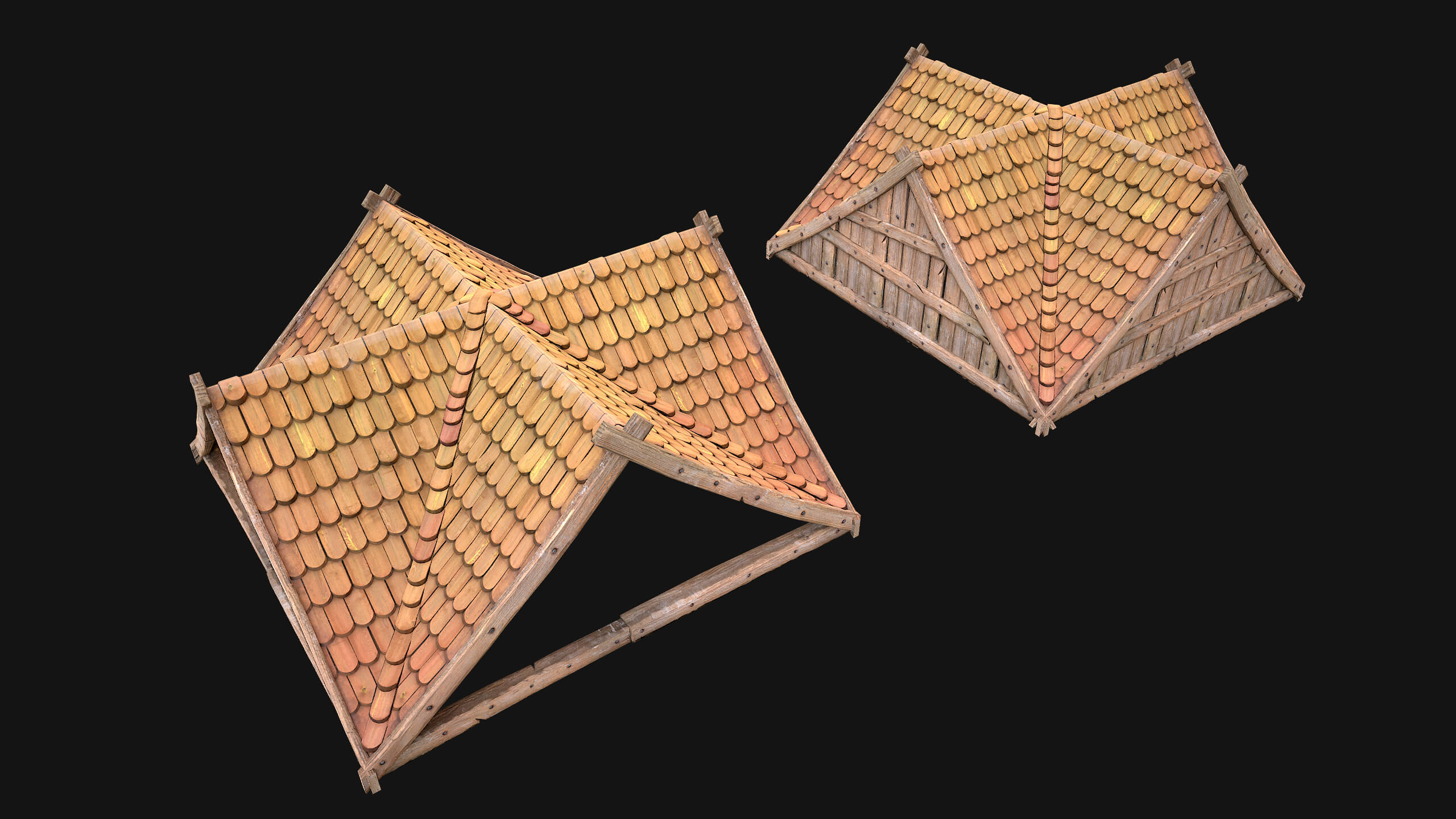 Medieval Corner Roof - 3D Model by Dereza