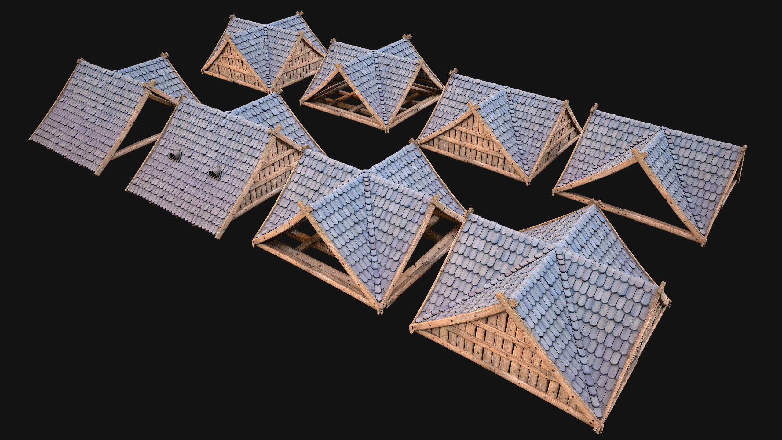 Medieval Corner Roof - 3D Model by Dereza