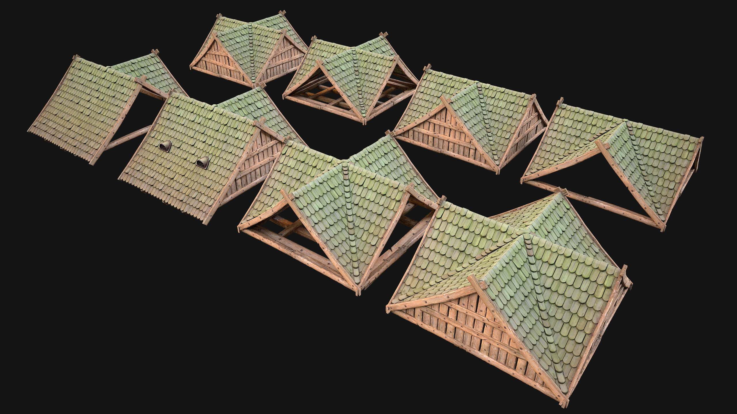 Medieval Corner Roof - 3D Model by Dereza