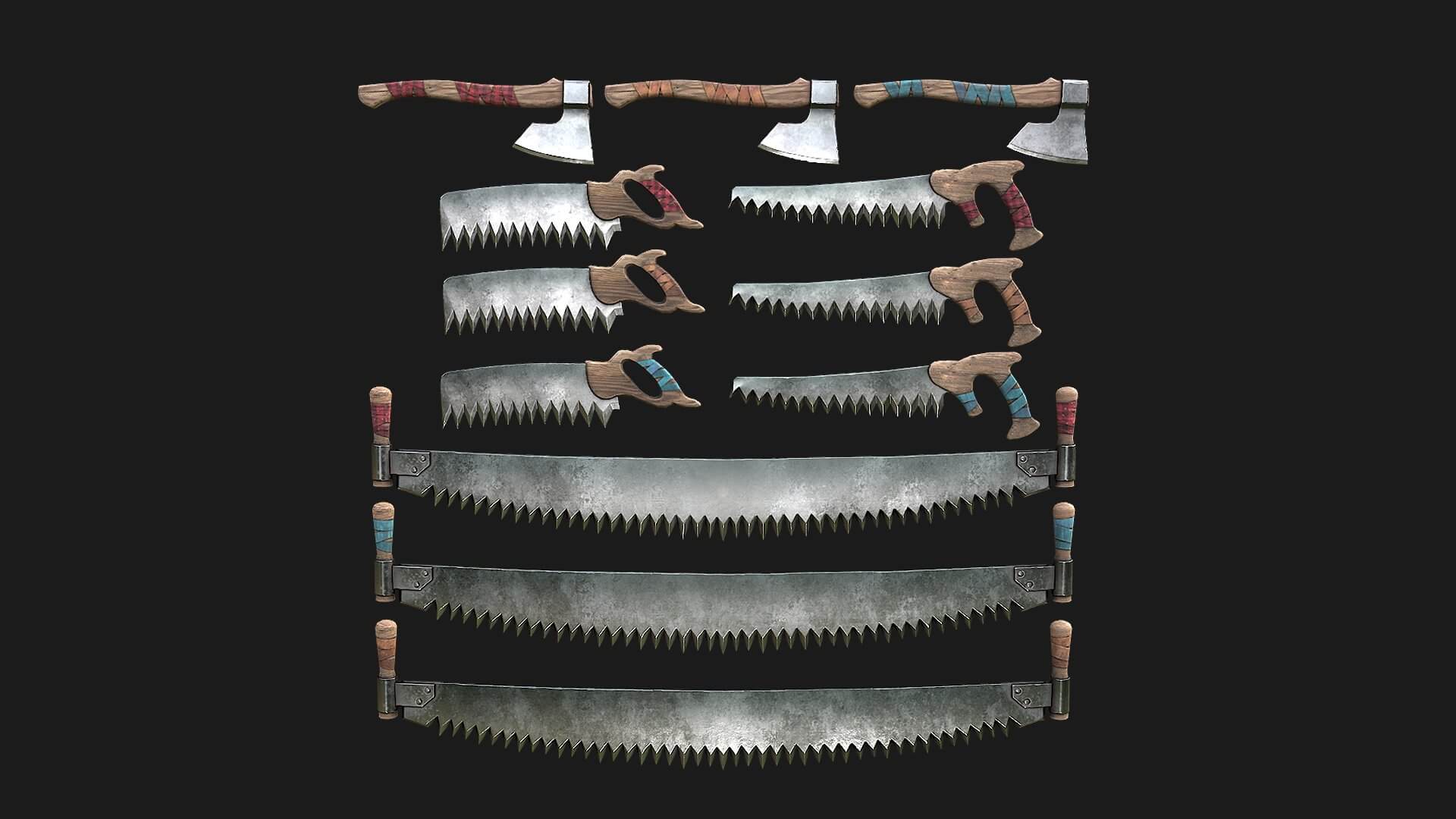 Sawmill and Lumberjack Set - 3D Model by Dereza