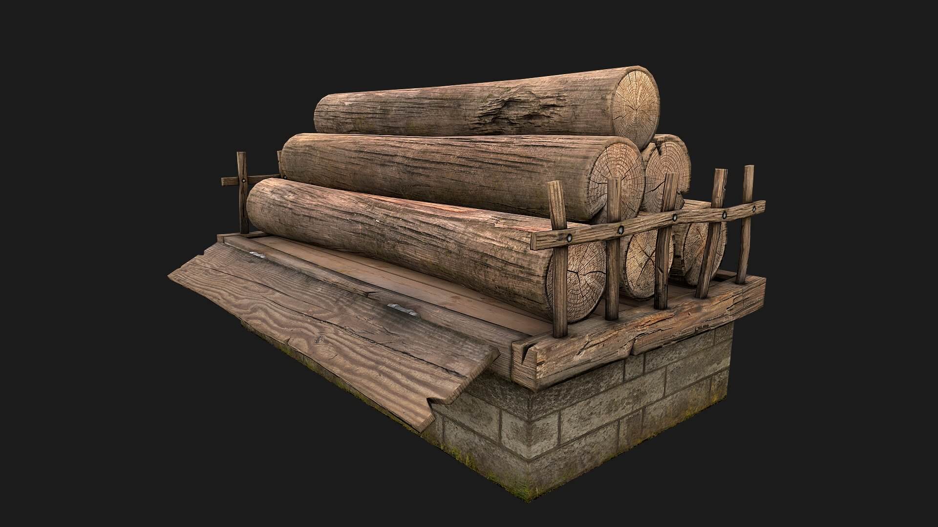 Sawmill and Lumberjack Set - 3D Model by Dereza