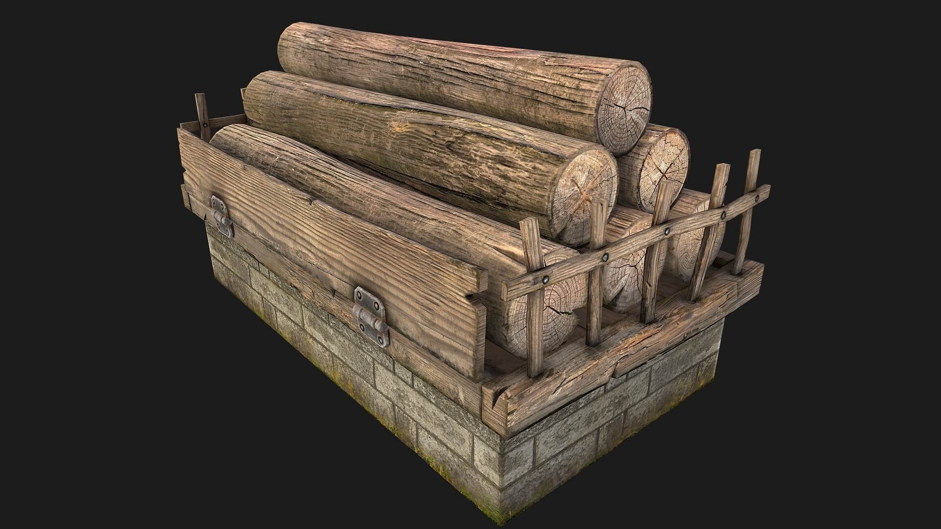 Sawmill and Lumberjack Set - 3D Model by Dereza