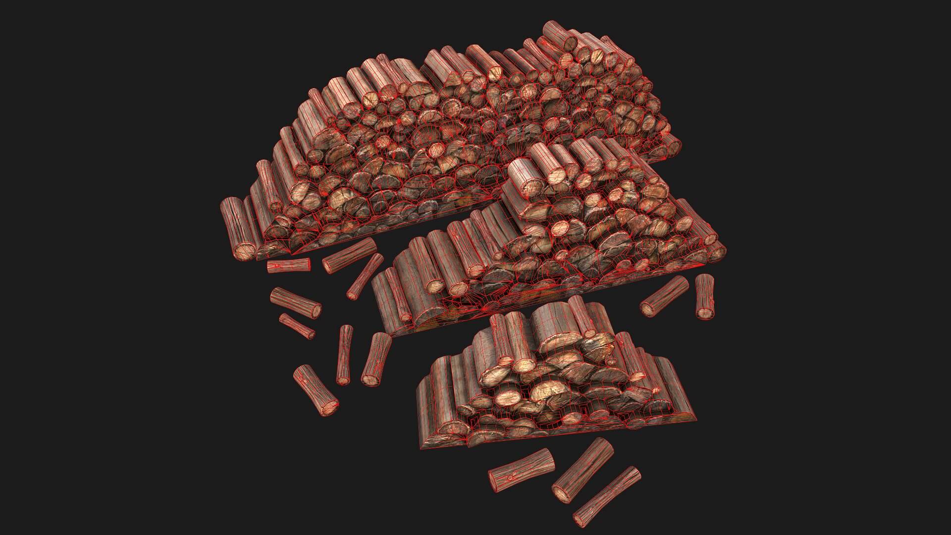 Sawmill and Lumberjack Set - 3D Model by Dereza