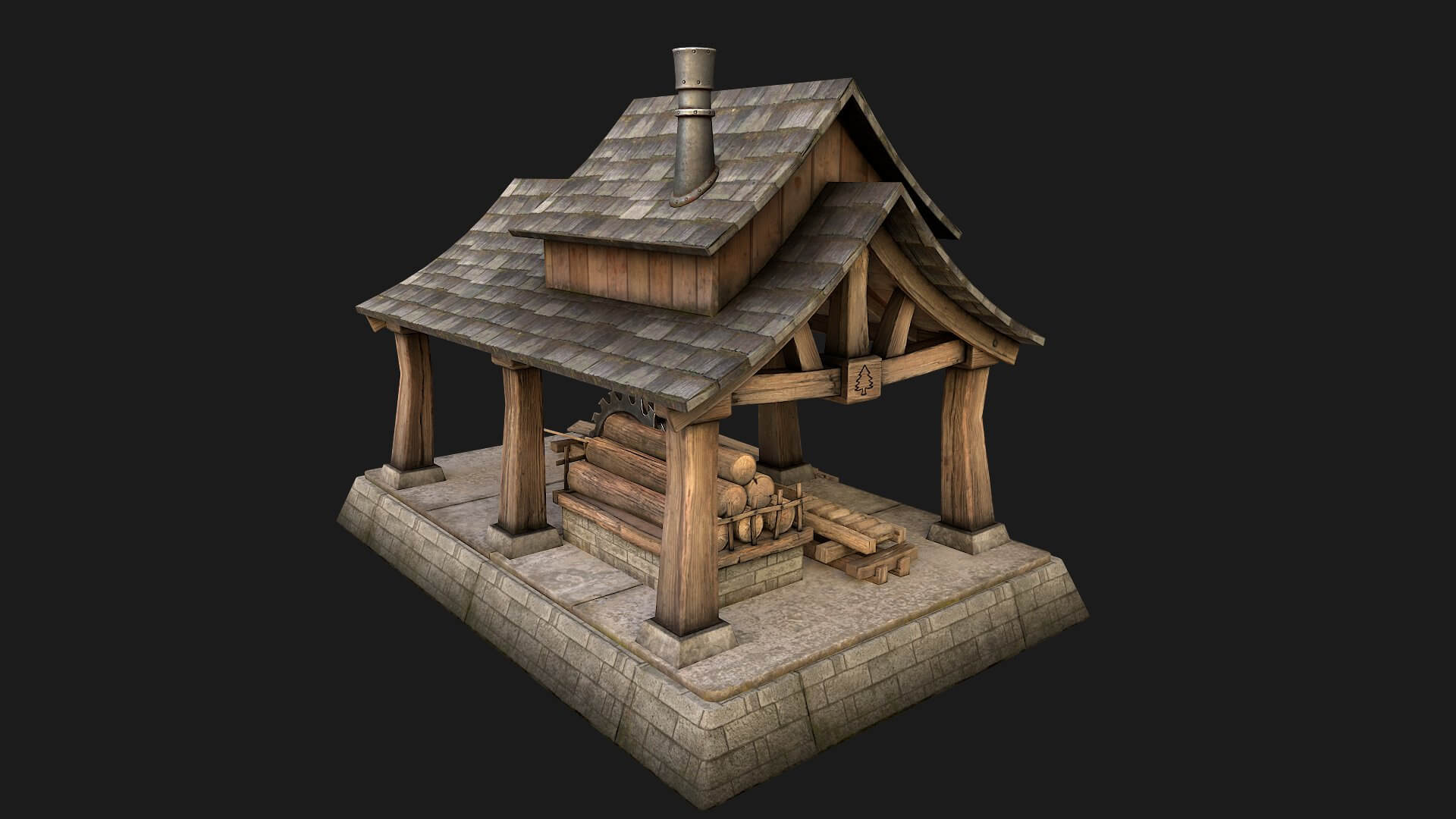 Sawmill and Warehouse - 3D Model by Dereza