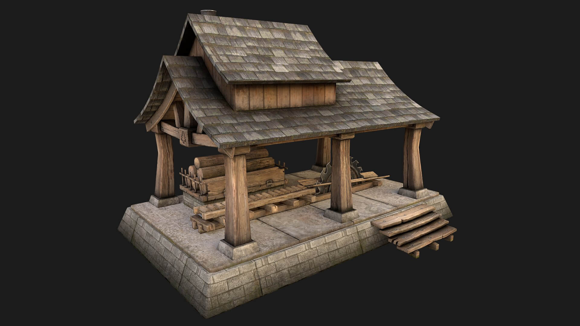 Sawmill and Warehouse - 3D Model by Dereza
