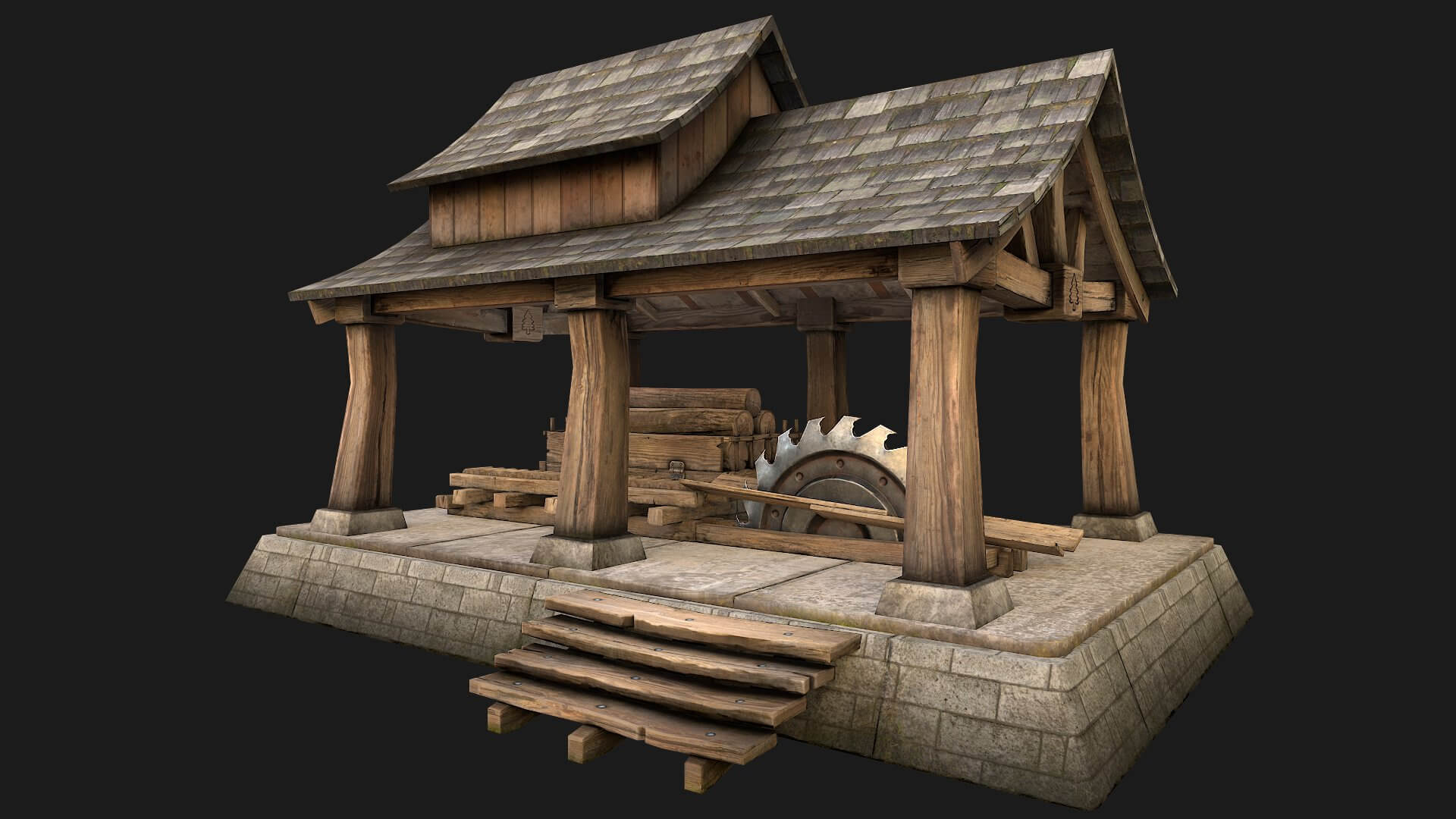 Sawmill and Warehouse - 3D Model by Dereza