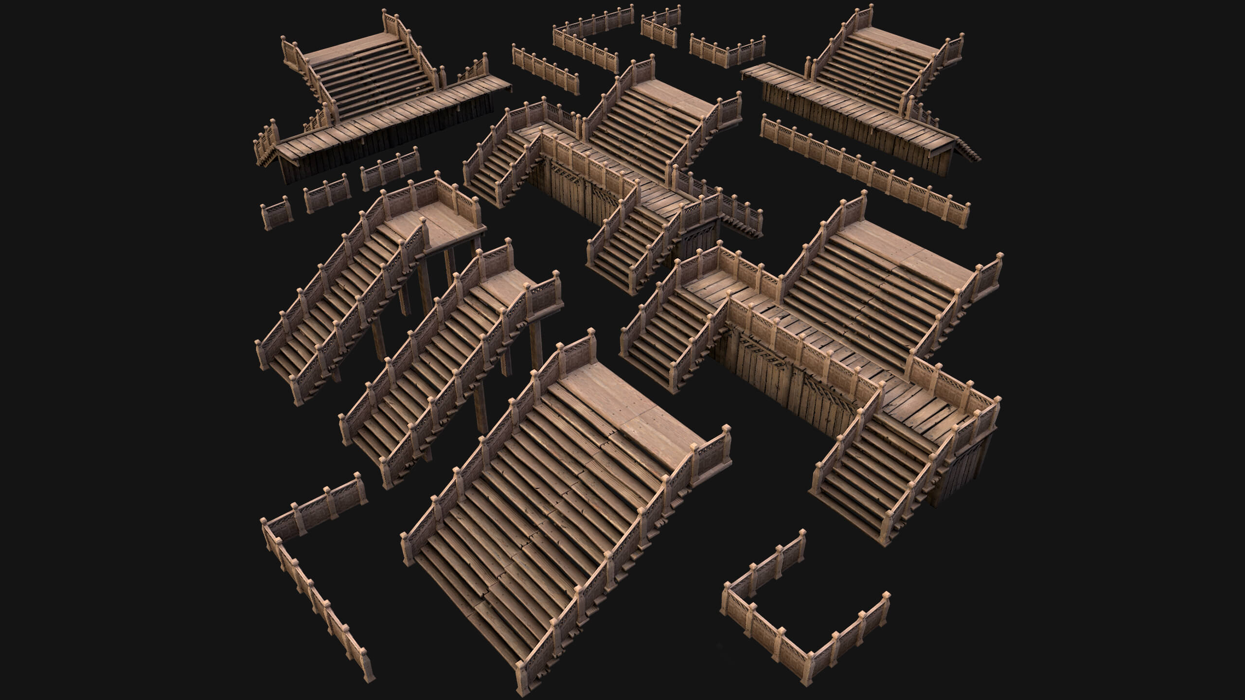 Set of Stairs - 3D Model by Dereza
