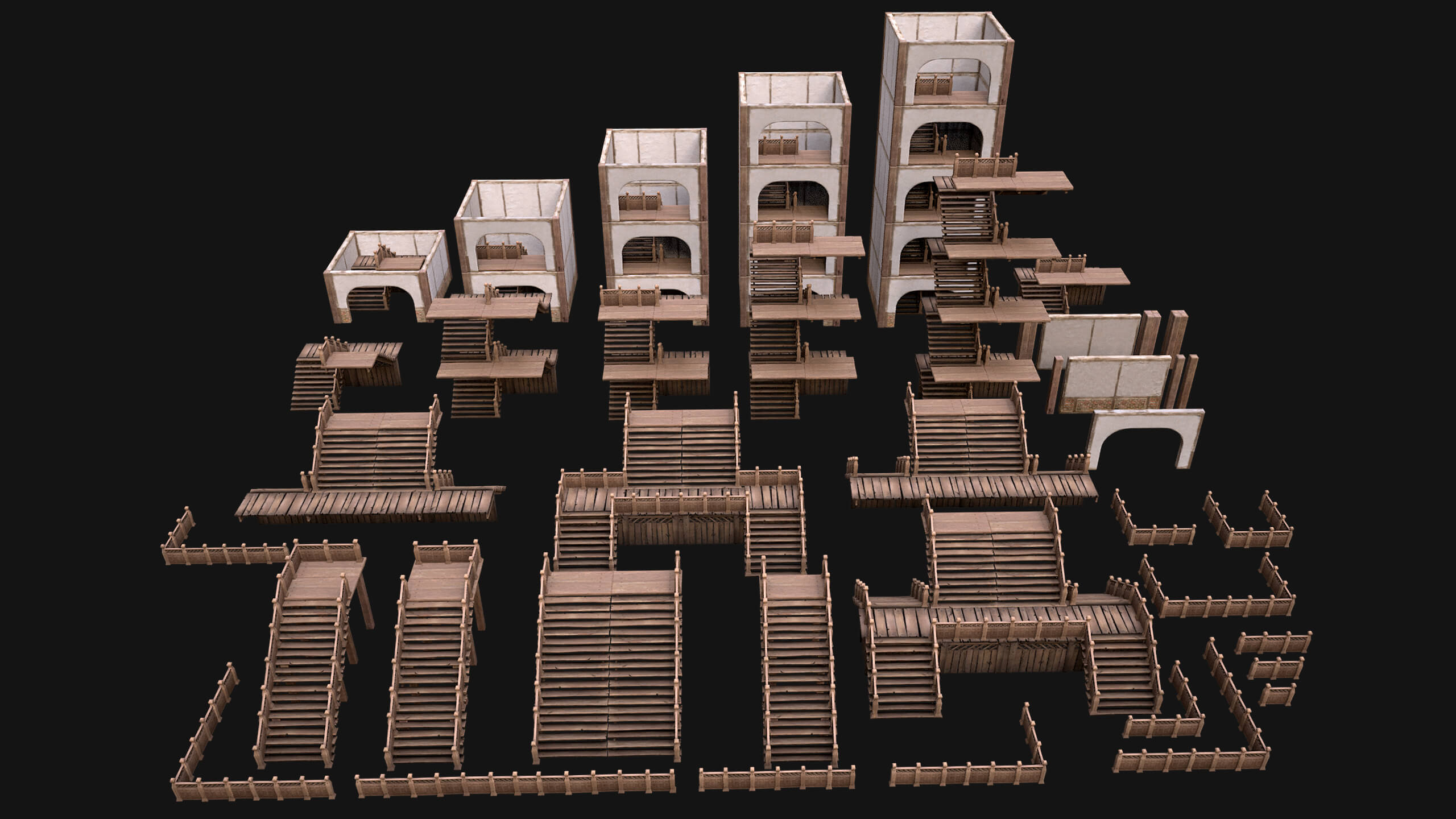 Set of Stairs - 3D Model by Dereza