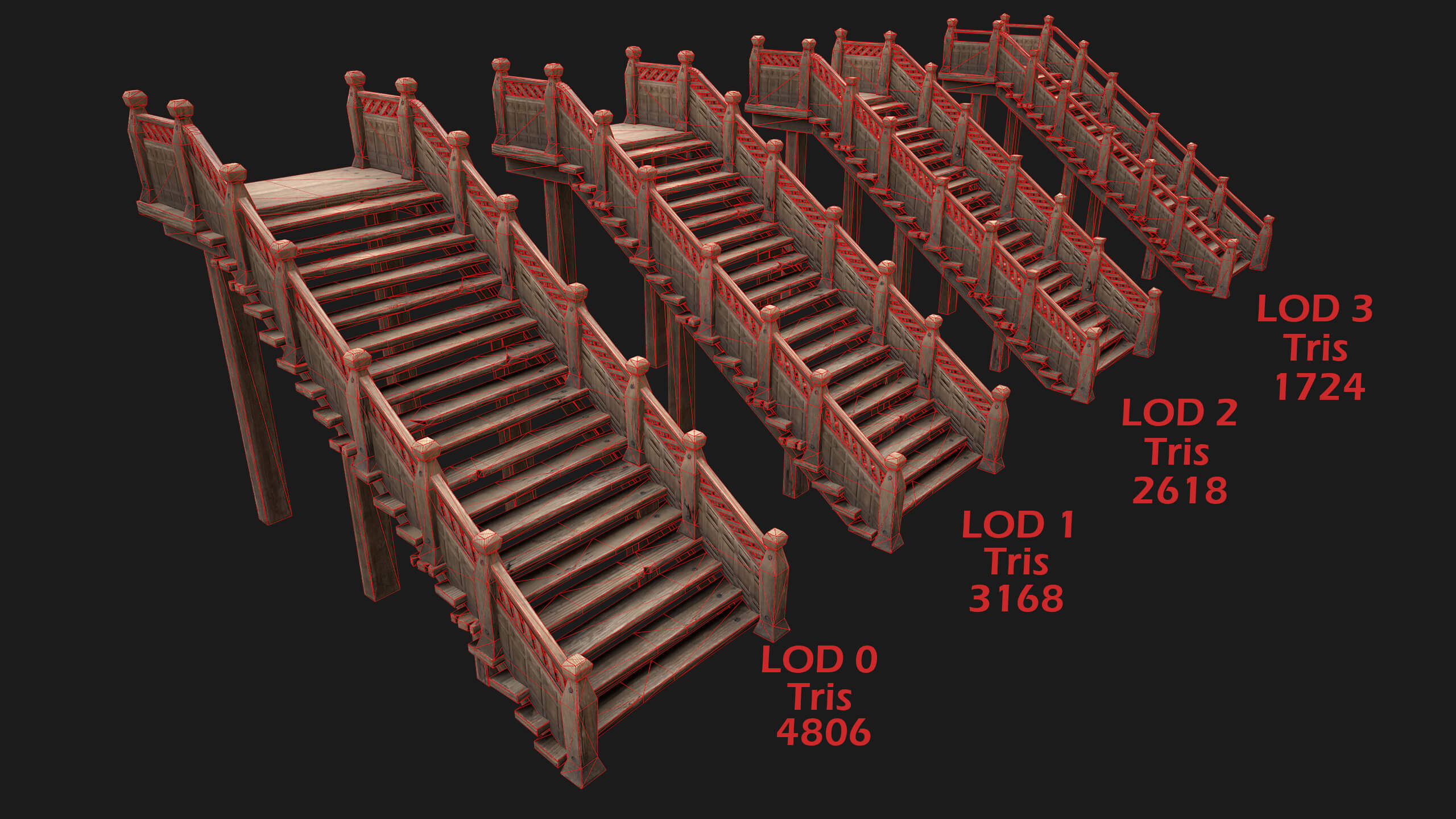 Set of Stairs - 3D Model by Dereza