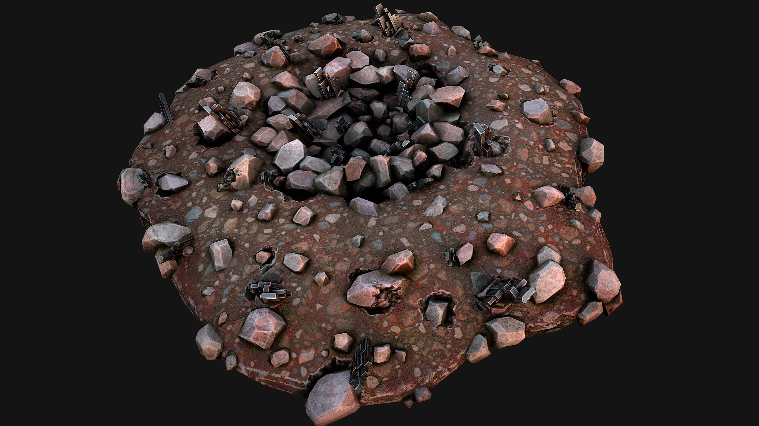 Silver Ore Deposits Mine Environment - 3D Model by Dereza