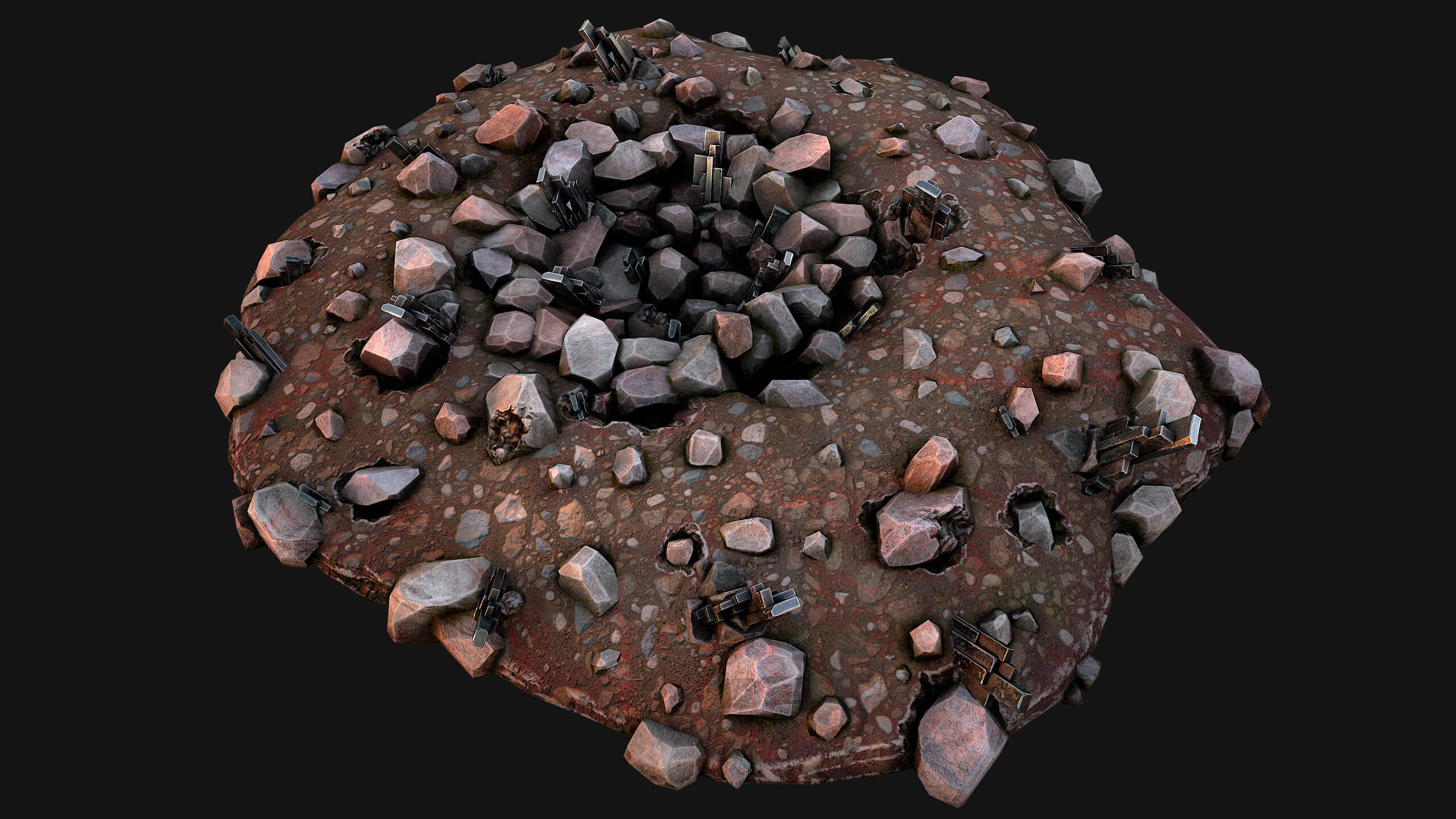 Silver Ore Deposits Mine Environment - 3D Model by Dereza