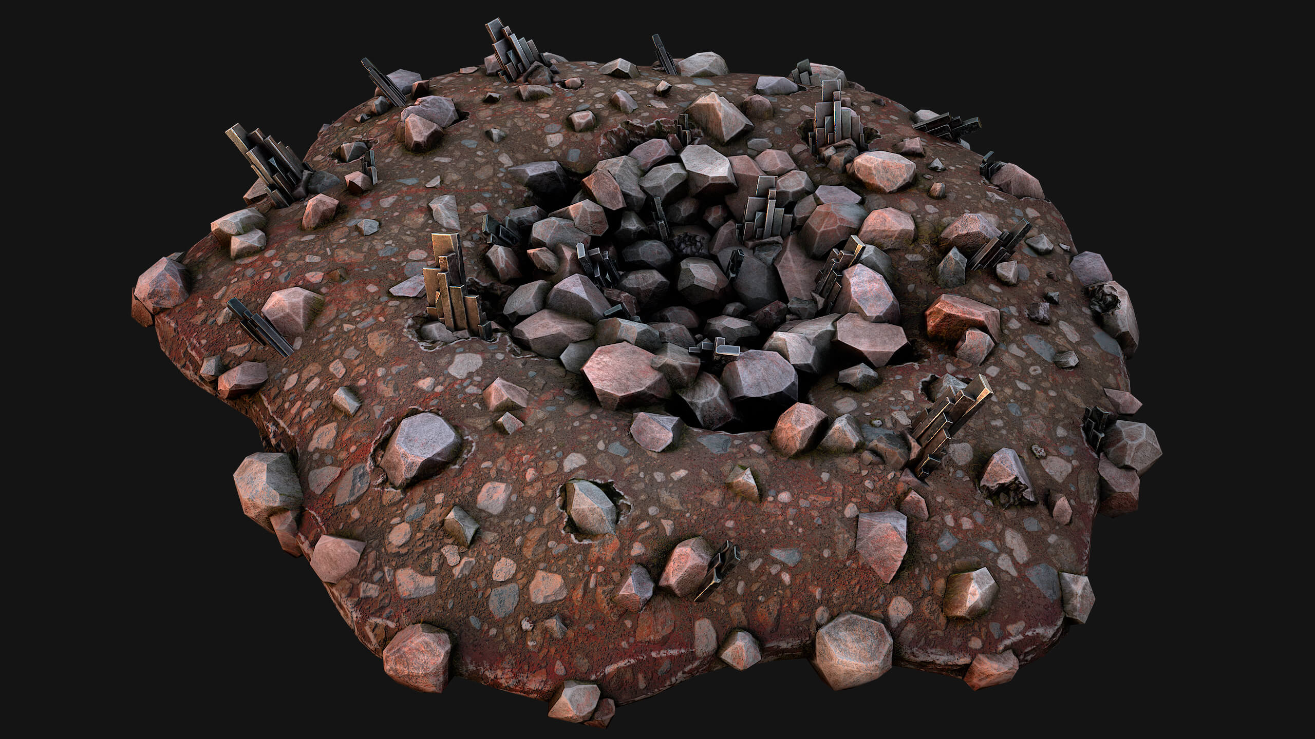Silver Ore Deposits Mine Environment - 3D Model by Dereza