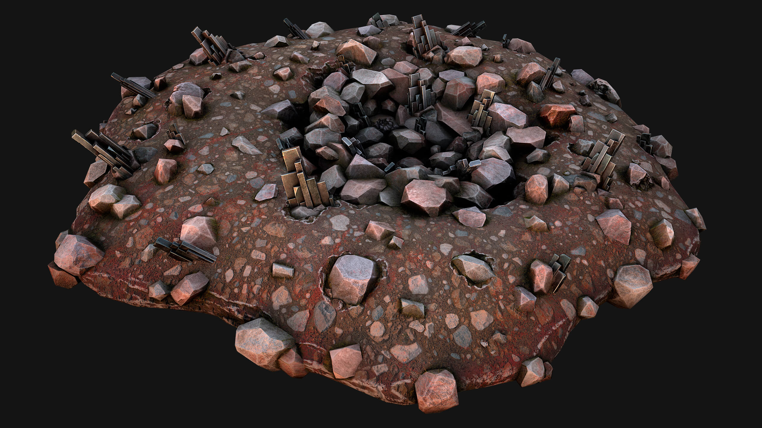 Silver Ore Deposits Mine Environment - 3D Model by Dereza