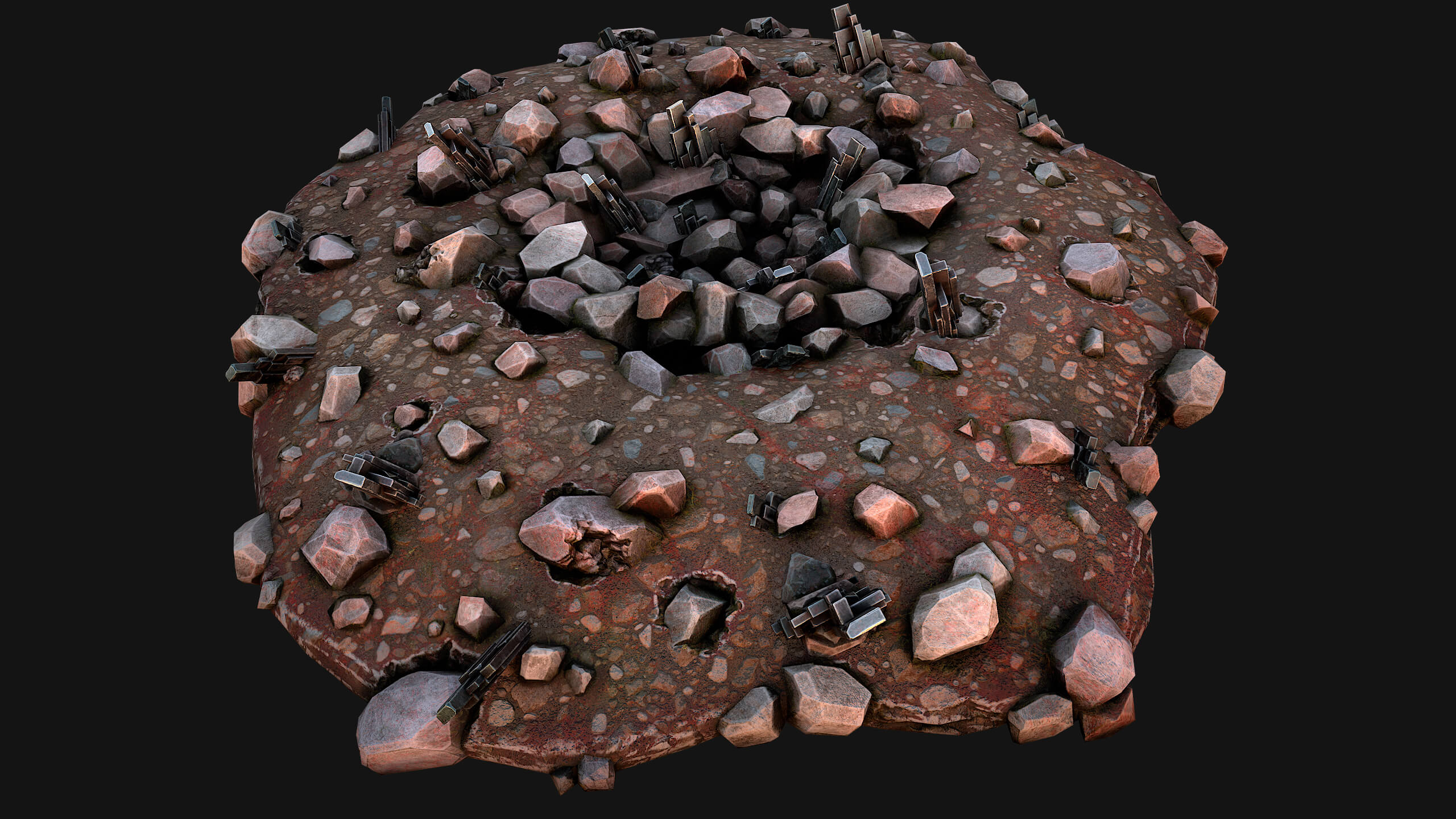 Silver Ore Deposits Mine Environment - 3D Model by Dereza