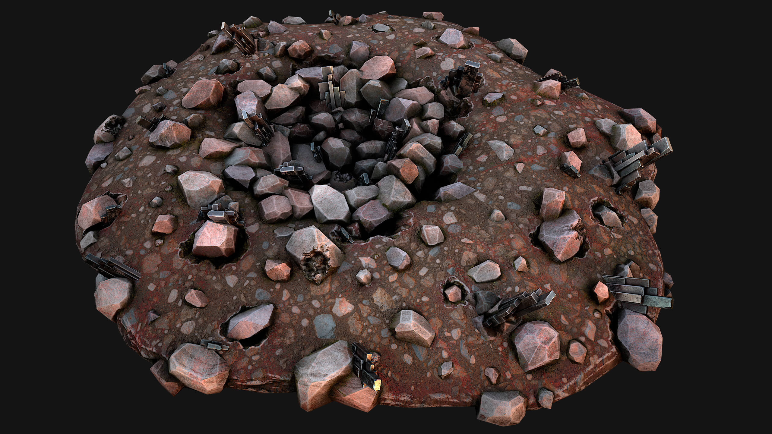 Silver Ore Deposits Mine Environment - 3D Model by Dereza