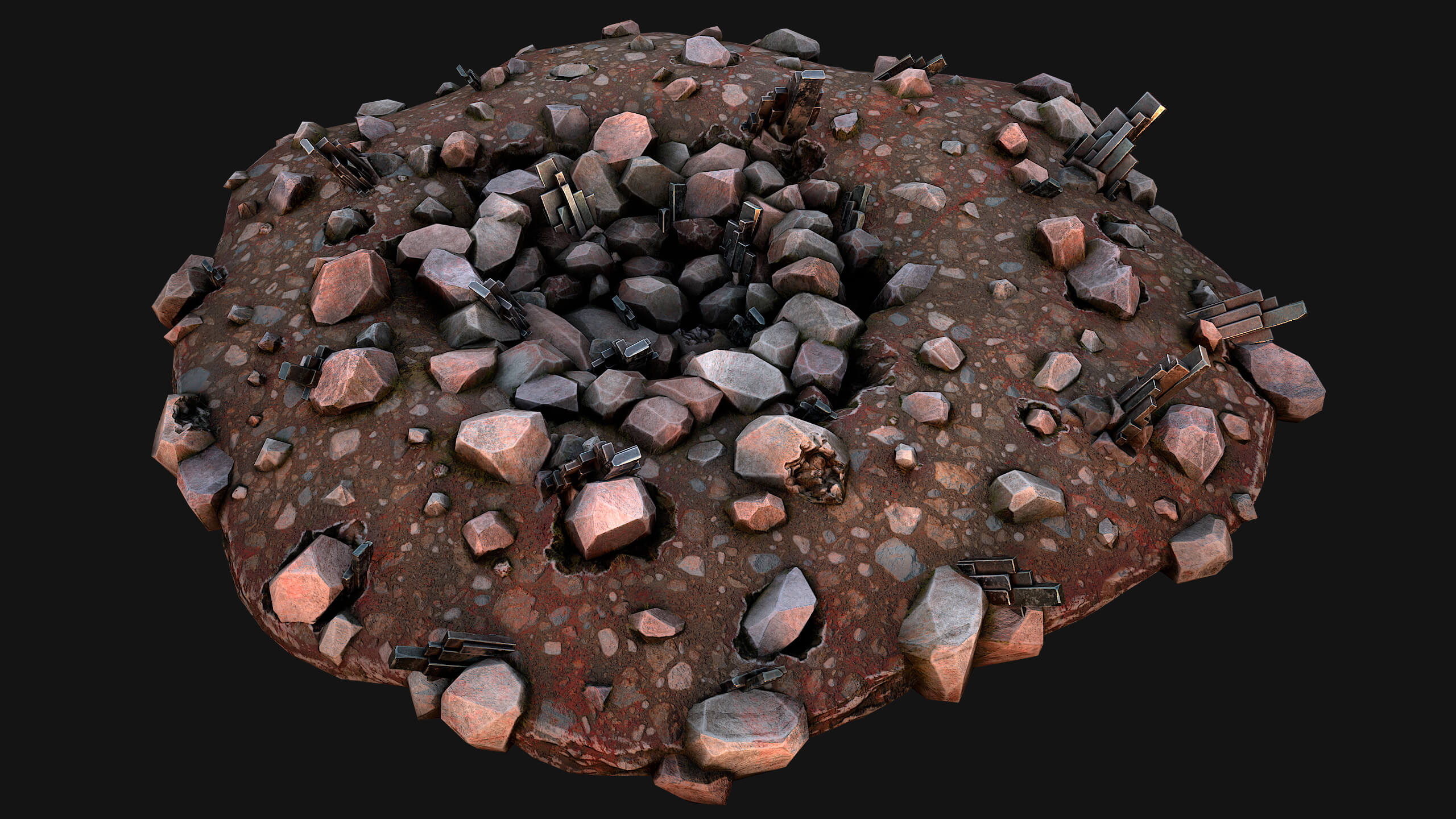 Silver Ore Deposits Mine Environment - 3D Model by Dereza