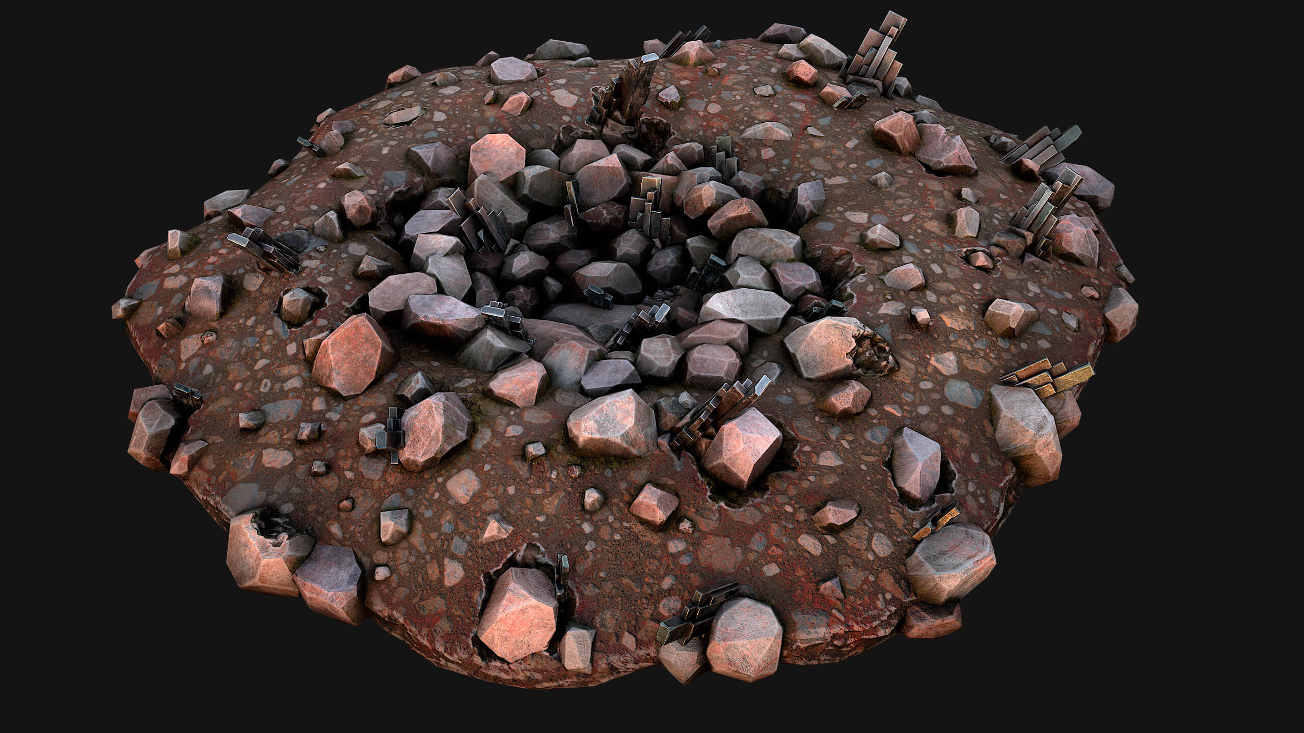 Silver Ore Deposits Mine Environment - 3D Model by Dereza