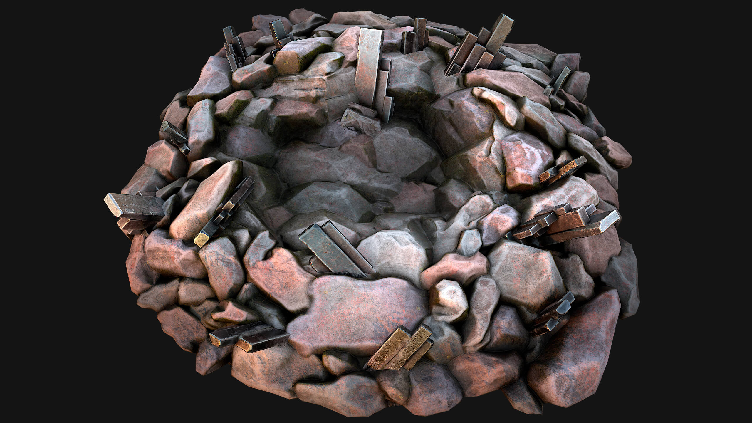 Silver Ore Metal Deposits for Mine - 3D Model by Dereza