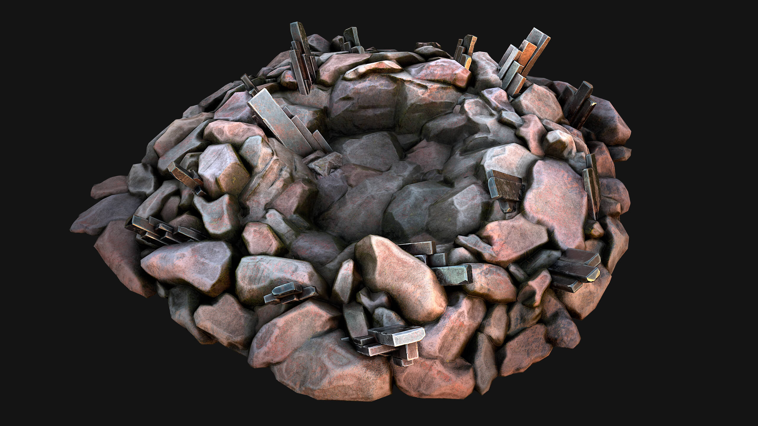 Silver Ore Metal Deposits for Mine - 3D Model by Dereza