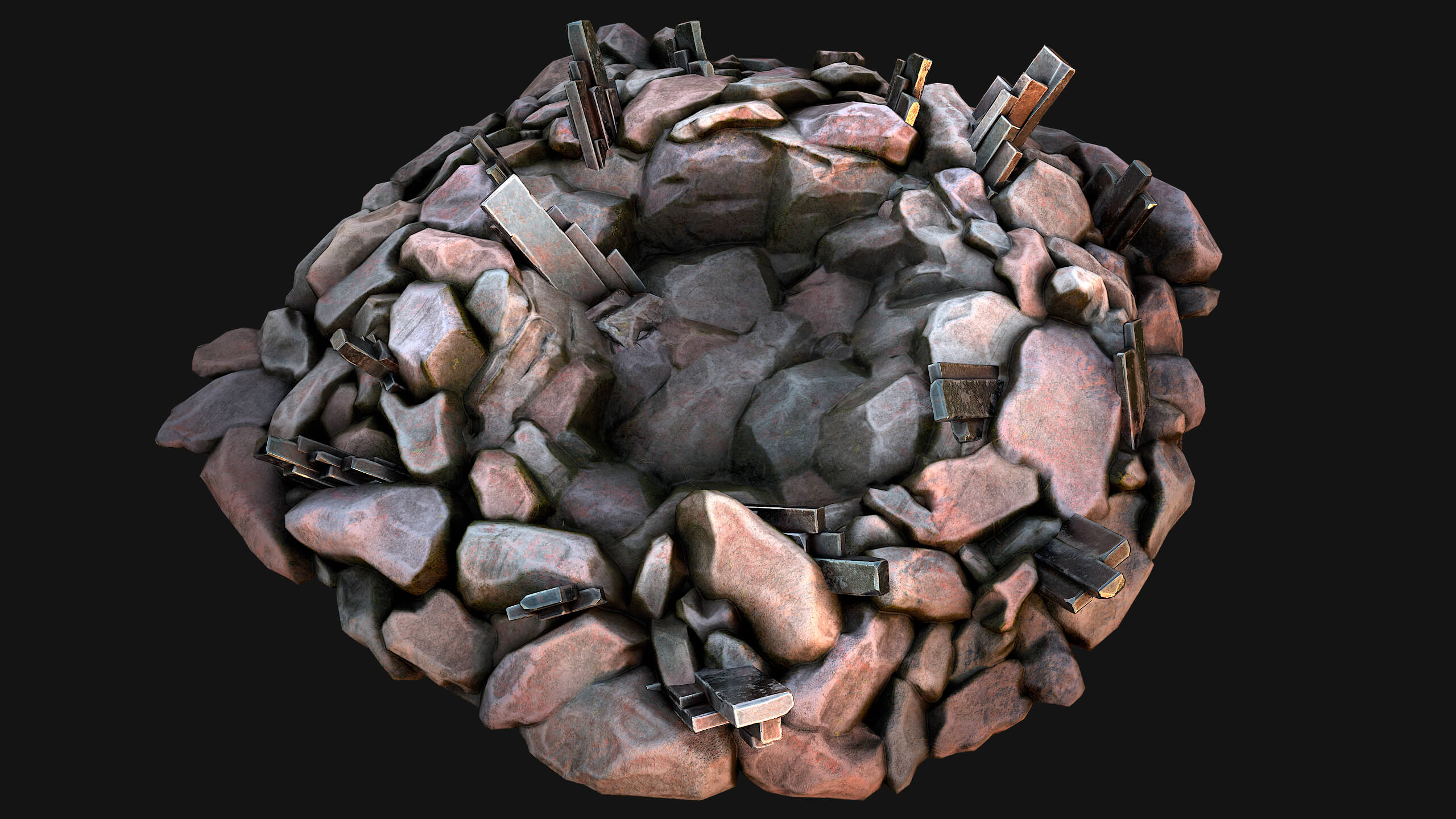 Silver Ore Metal Deposits for Mine - 3D Model by Dereza