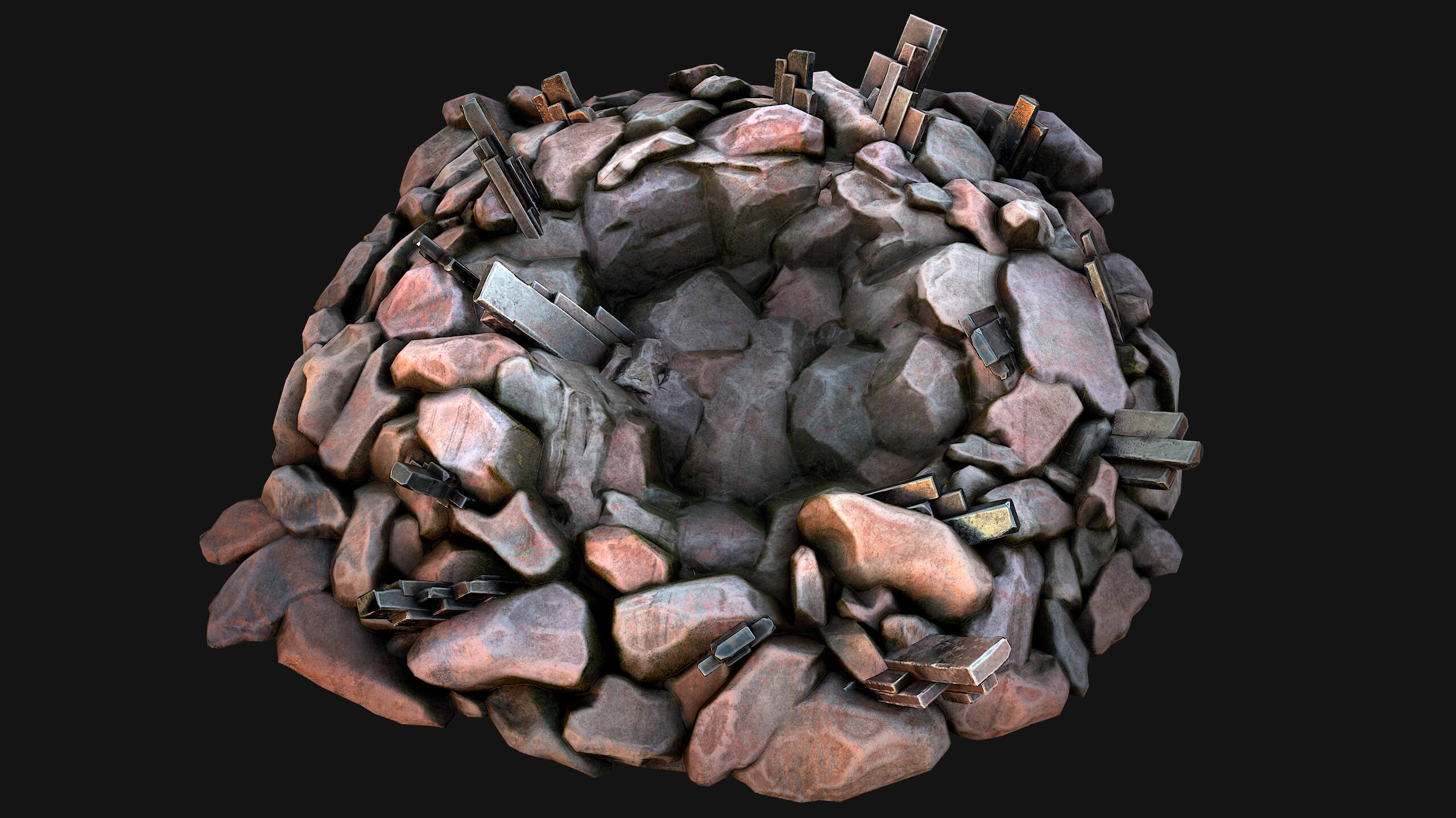 Silver Ore Metal Deposits for Mine - 3D Model by Dereza