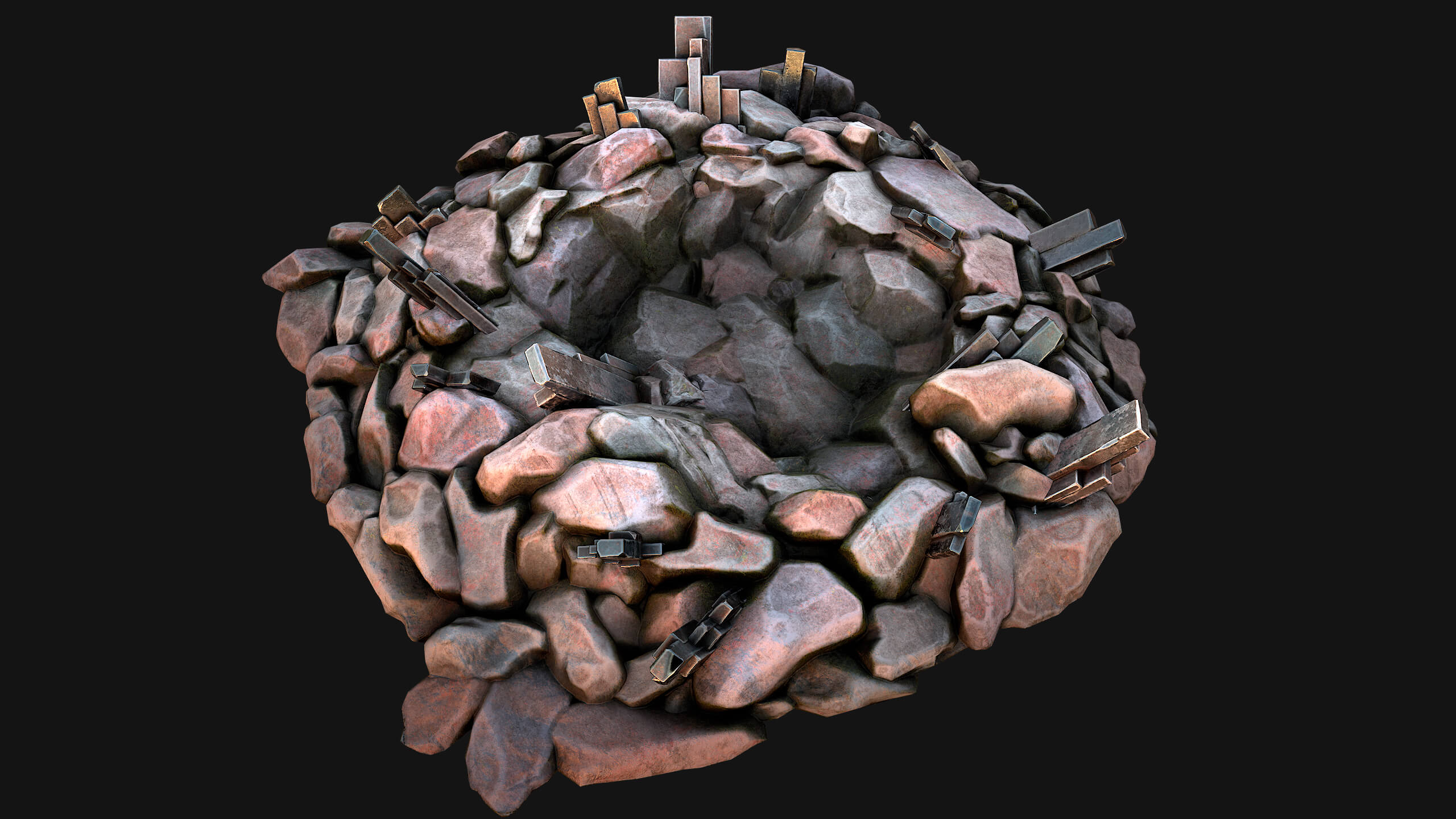 Silver Ore Metal Deposits for Mine - 3D Model by Dereza