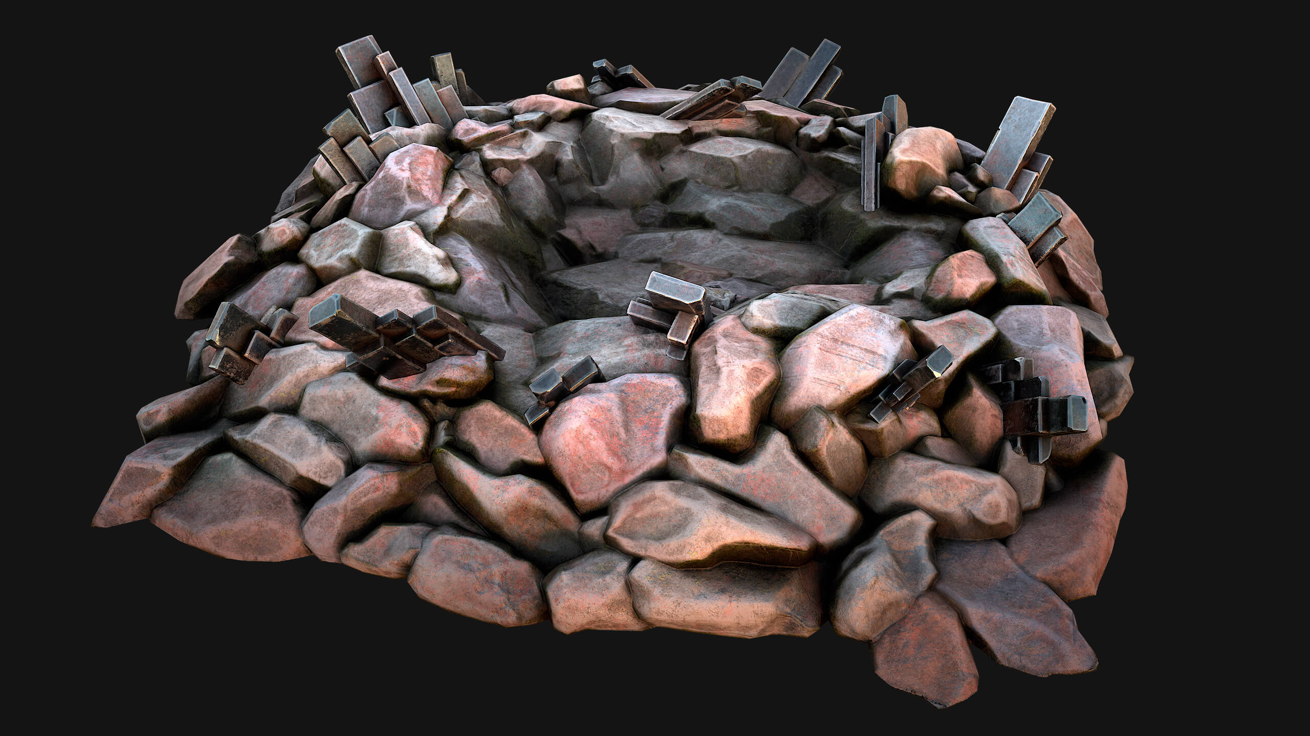 Silver Ore Metal Deposits for Mine - 3D Model by Dereza