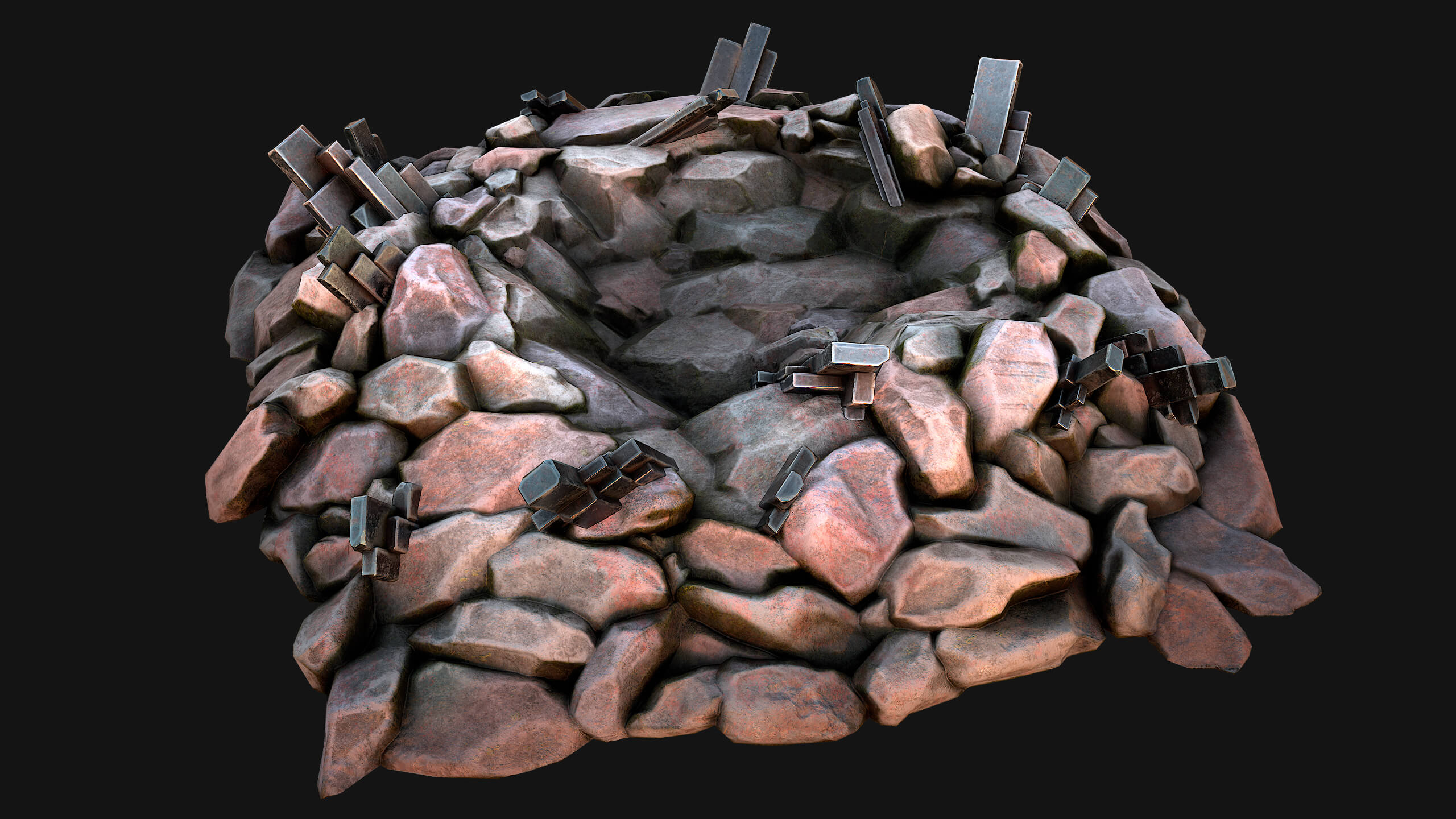 Silver Ore Metal Deposits for Mine - 3D Model by Dereza