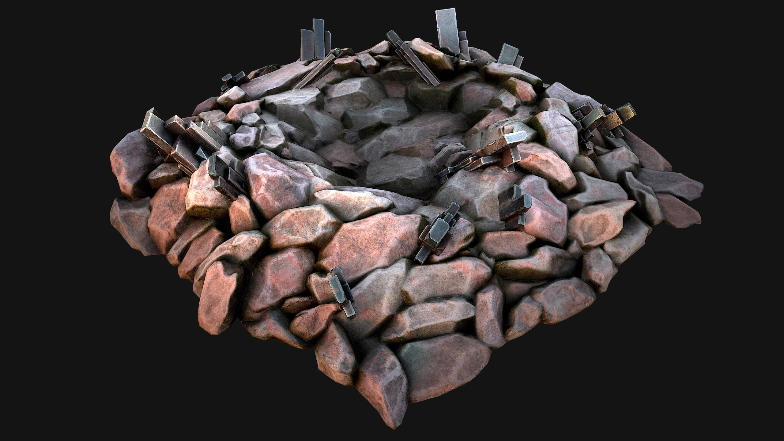 Silver Ore Metal Deposits for Mine - 3D Model by Dereza