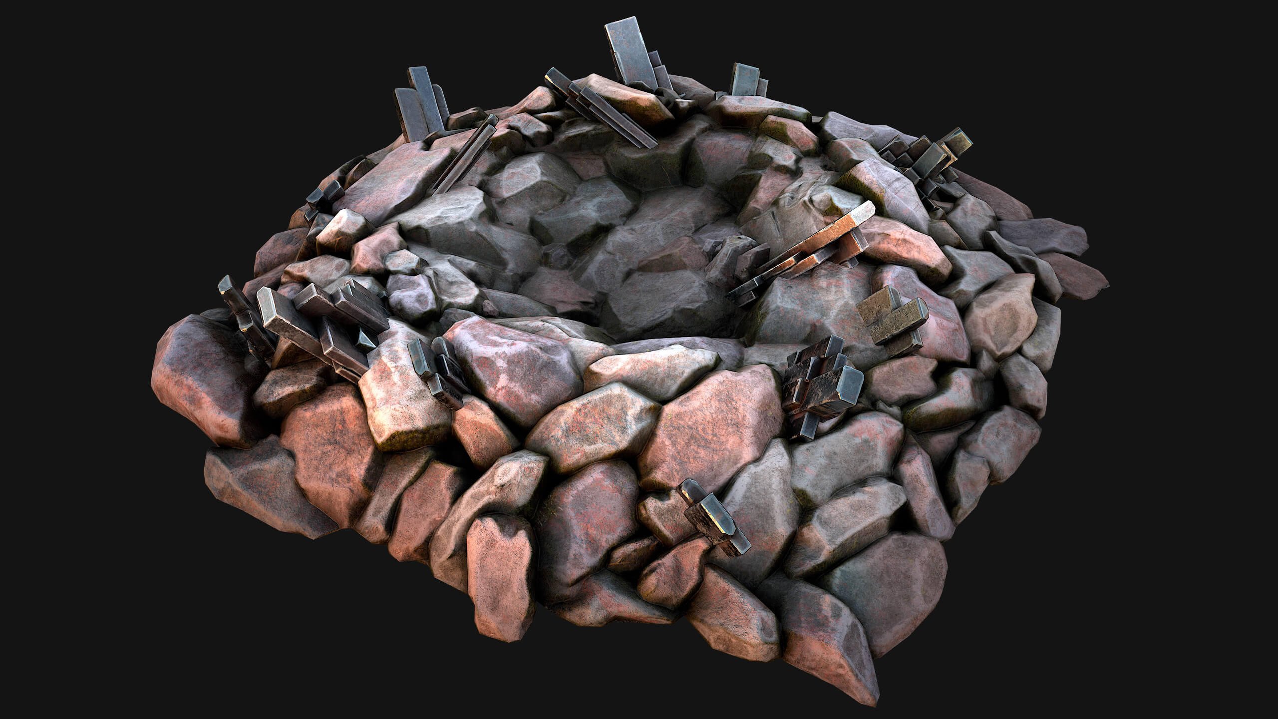 Silver Ore Metal Deposits for Mine - 3D Model by Dereza