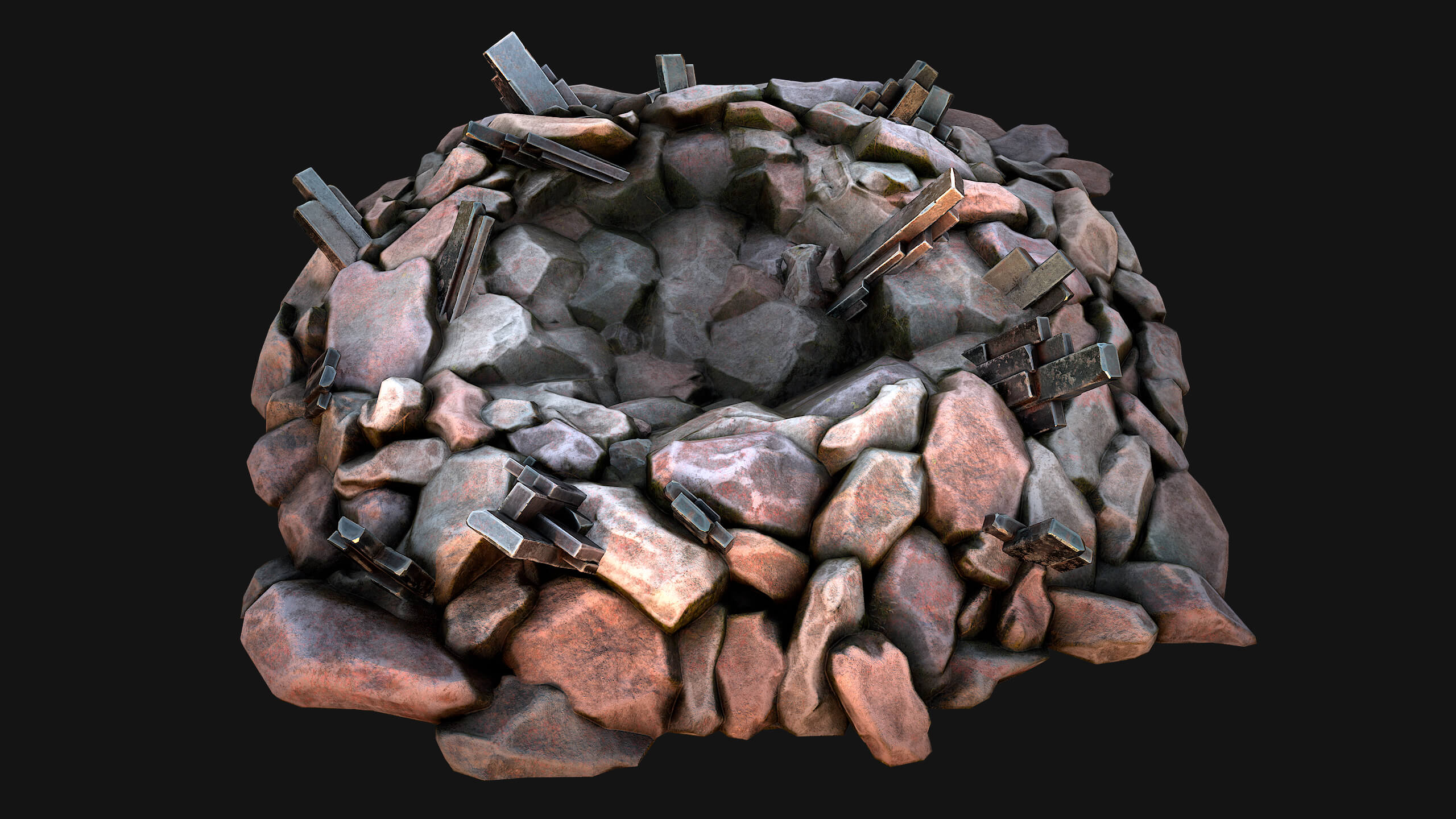 Silver Ore Metal Deposits for Mine - 3D Model by Dereza