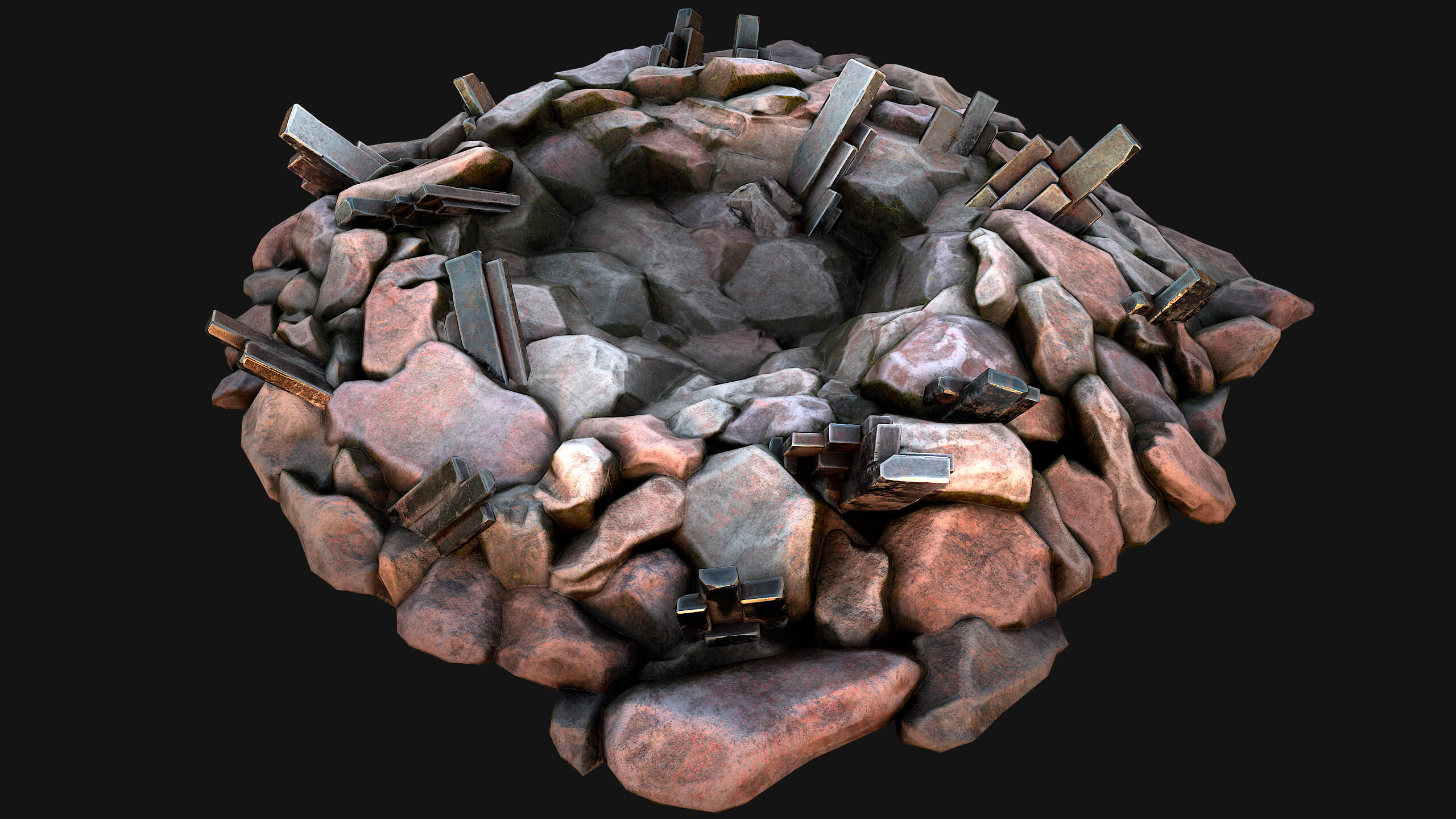 Silver Ore Metal Deposits for Mine - 3D Model by Dereza