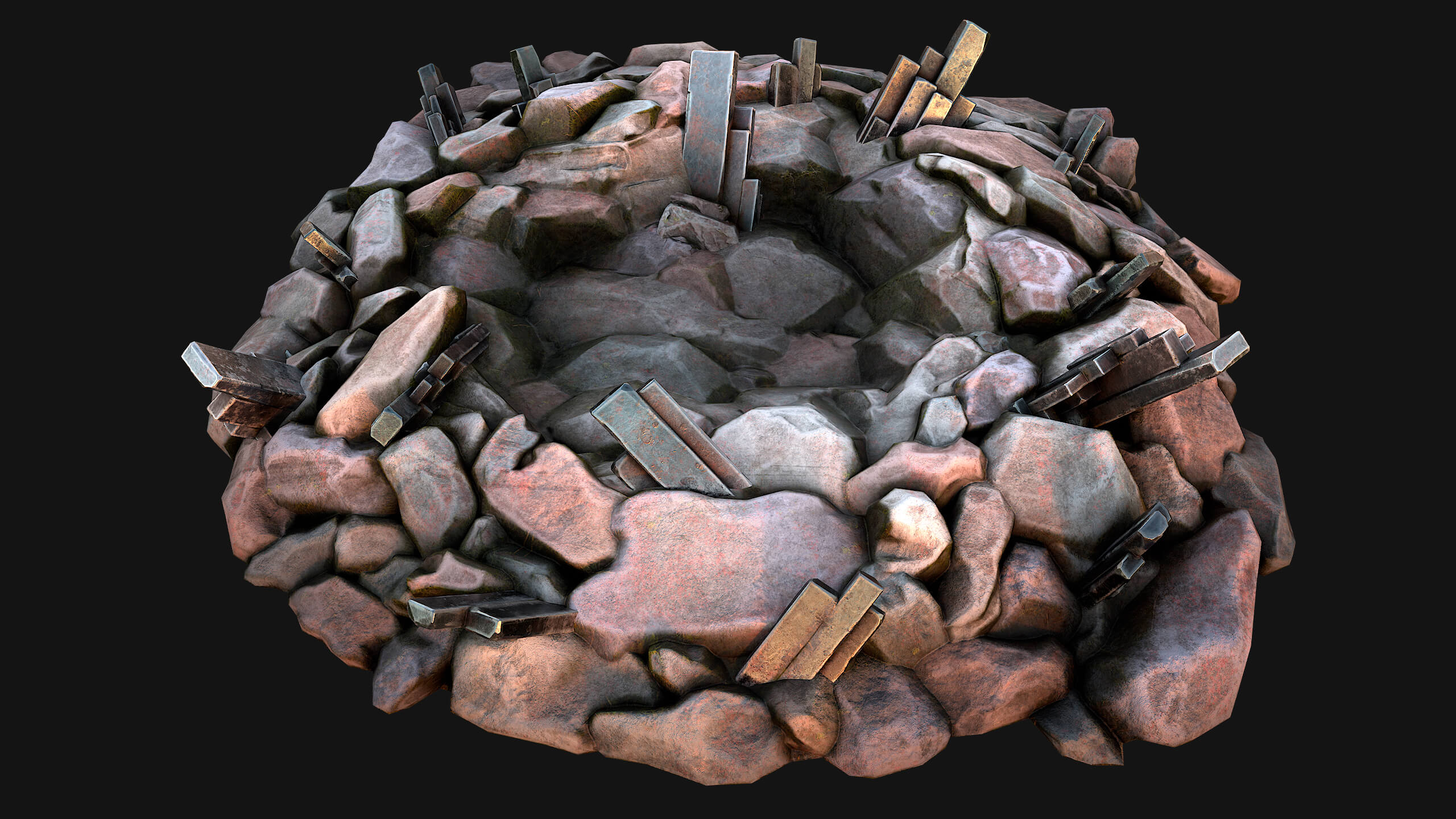 Silver Ore Metal Deposits for Mine - 3D Model by Dereza