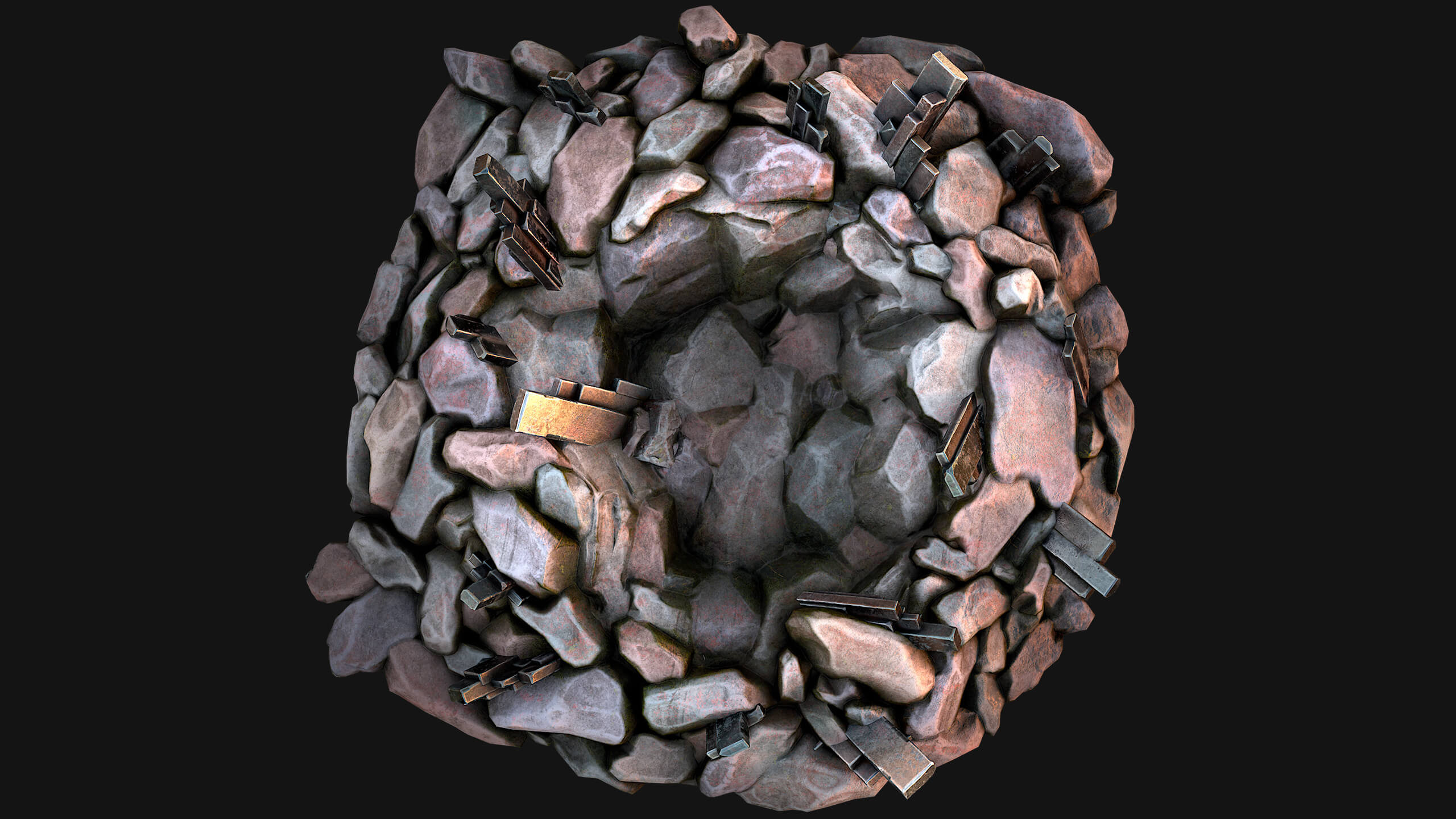 Silver Ore Metal Deposits for Mine - 3D Model by Dereza