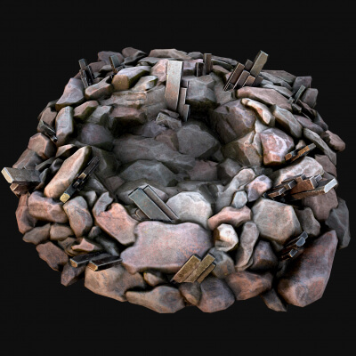 Silver Ore Metal Deposits for Mine - 3D Model by Dereza