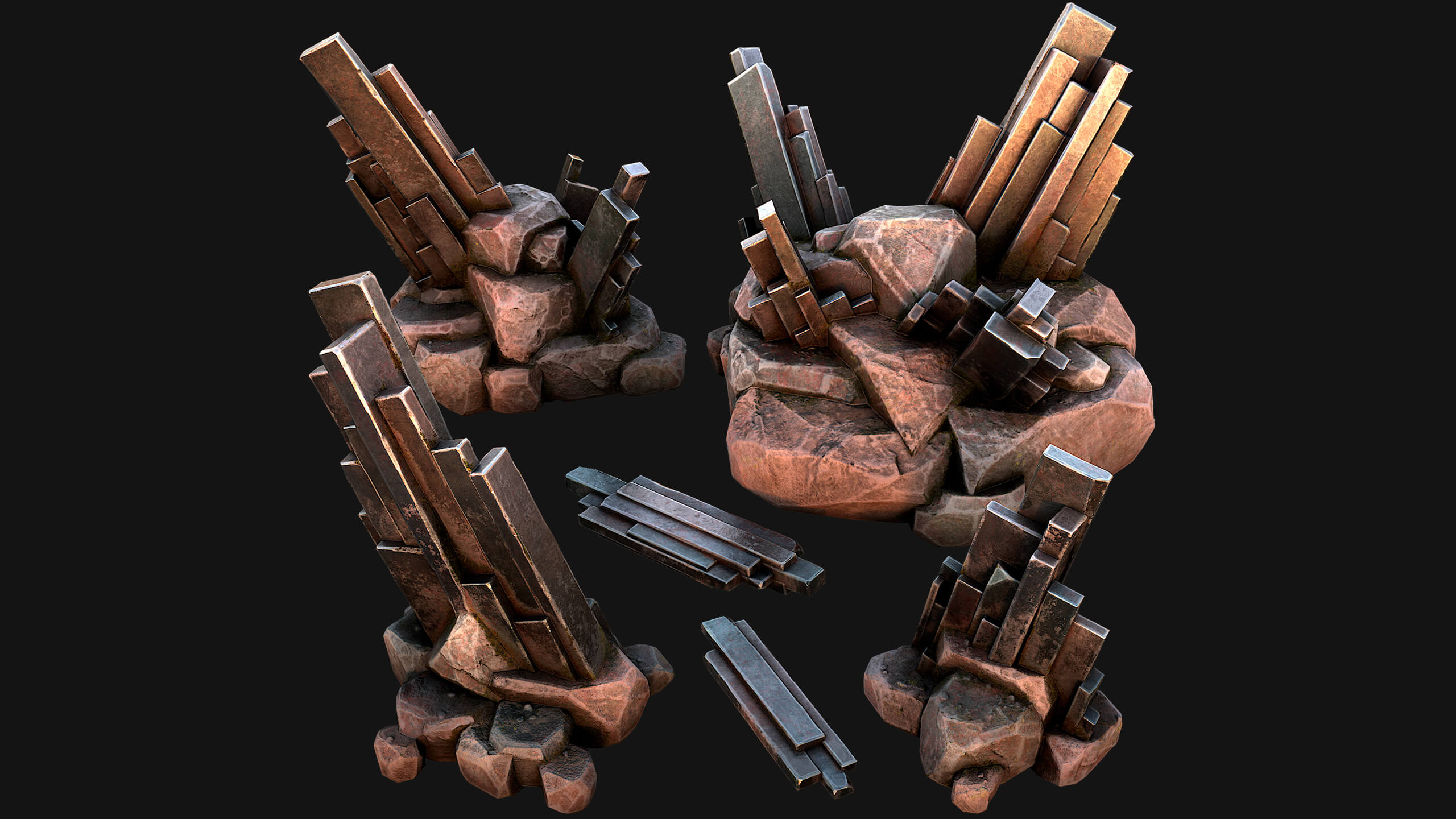 Silver Ore Mineral Stones and Rocks - 3D Model by Dereza