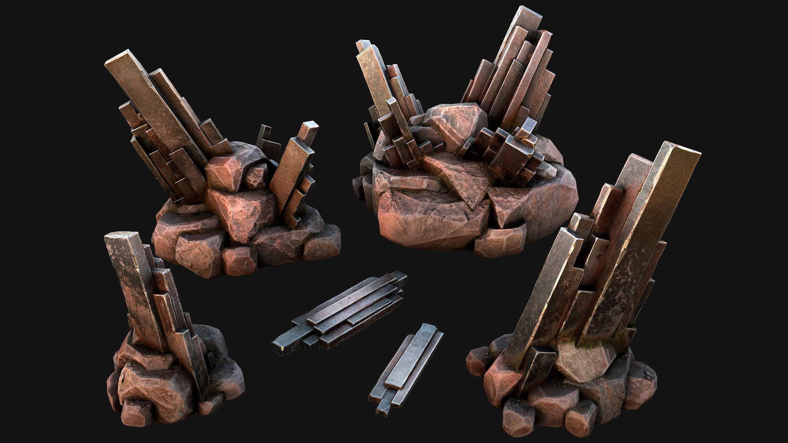 Silver Ore Mineral Stones and Rocks - 3D Model by Dereza