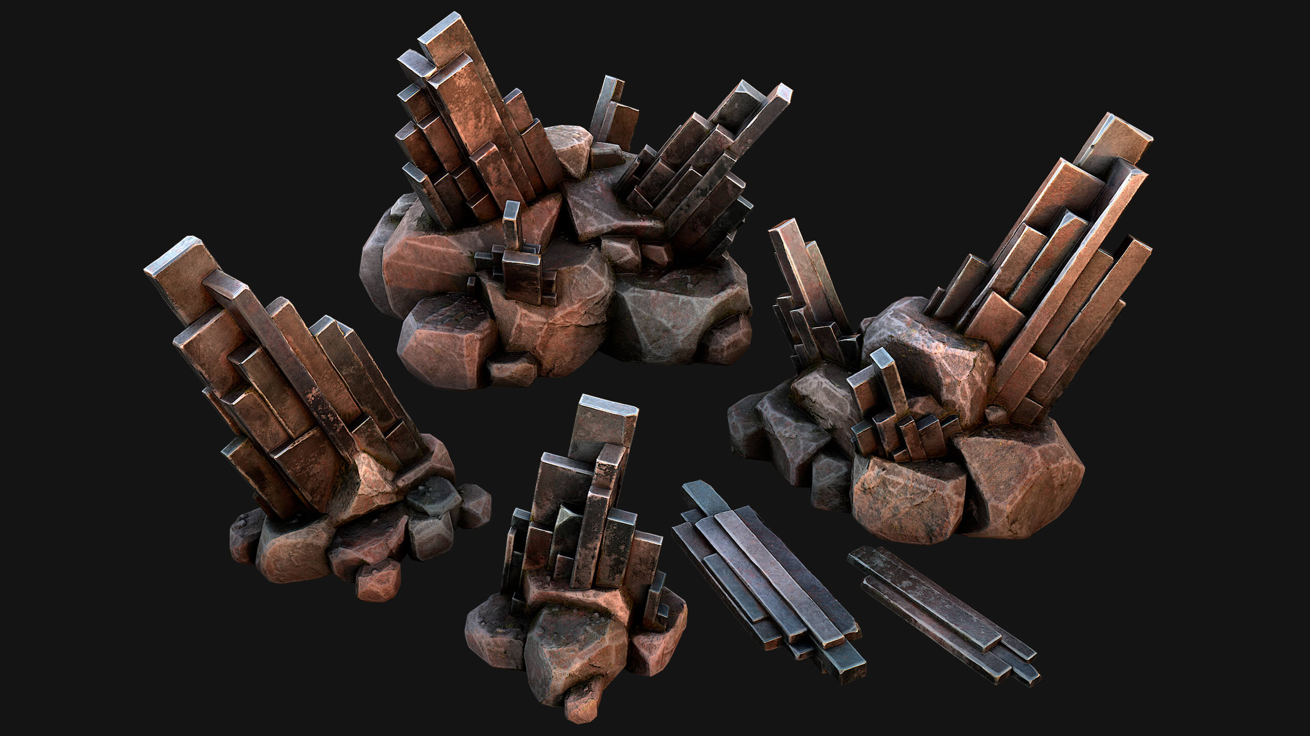 Silver Ore Mineral Stones and Rocks - 3D Model by Dereza