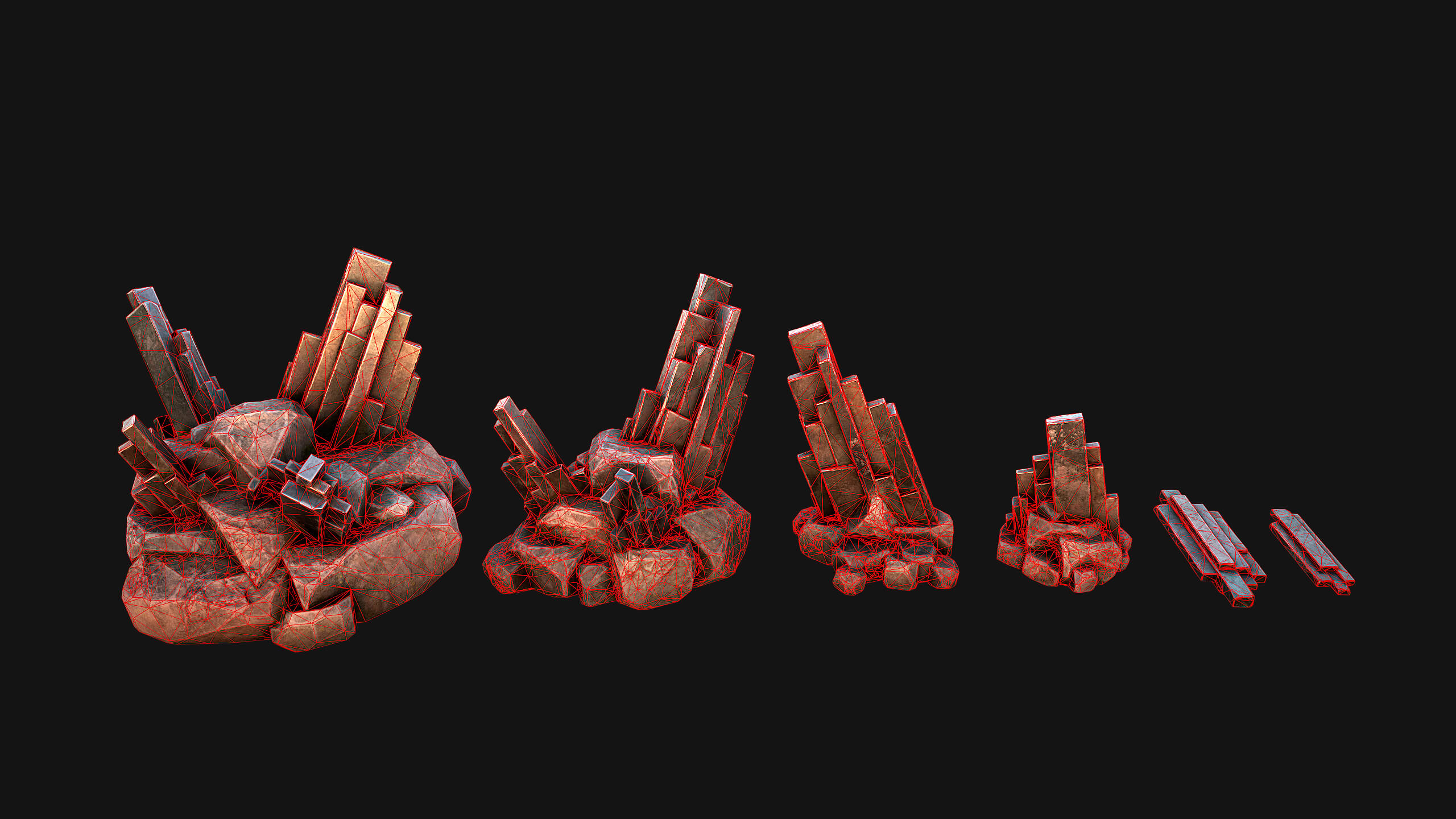 Silver Ore Mineral Stones and Rocks - 3D Model by Dereza