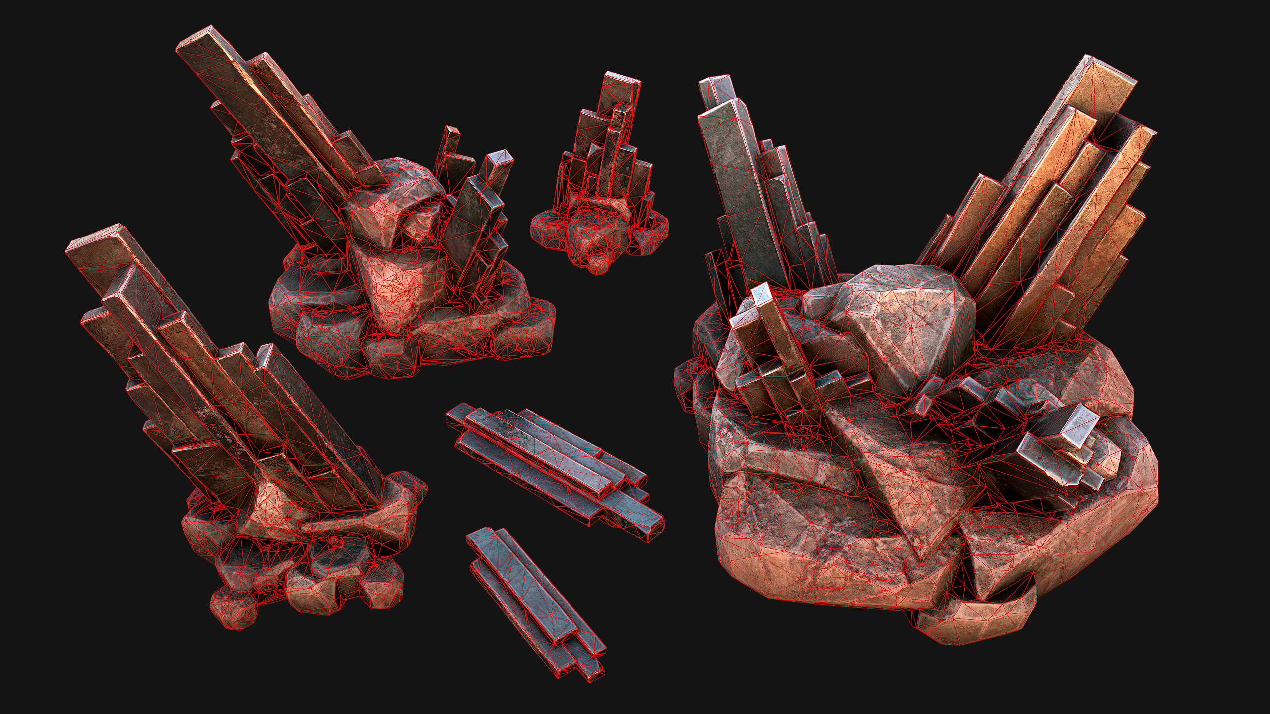 Silver Ore Mineral Stones and Rocks - 3D Model by Dereza