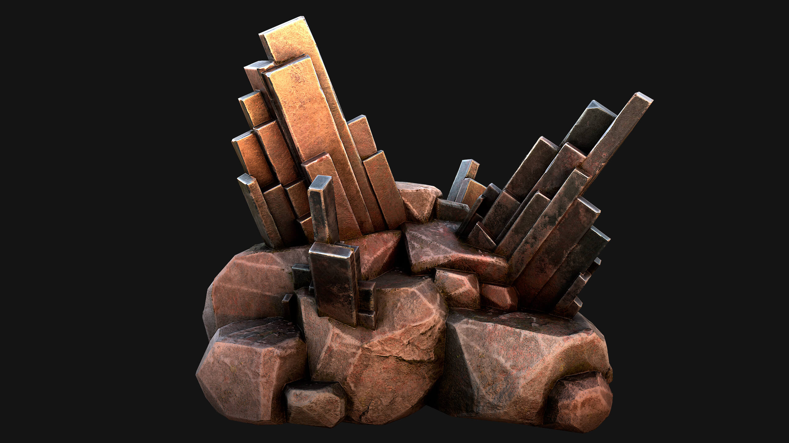 Silver Ore Mineral Stones and Rocks - 3D Model by Dereza